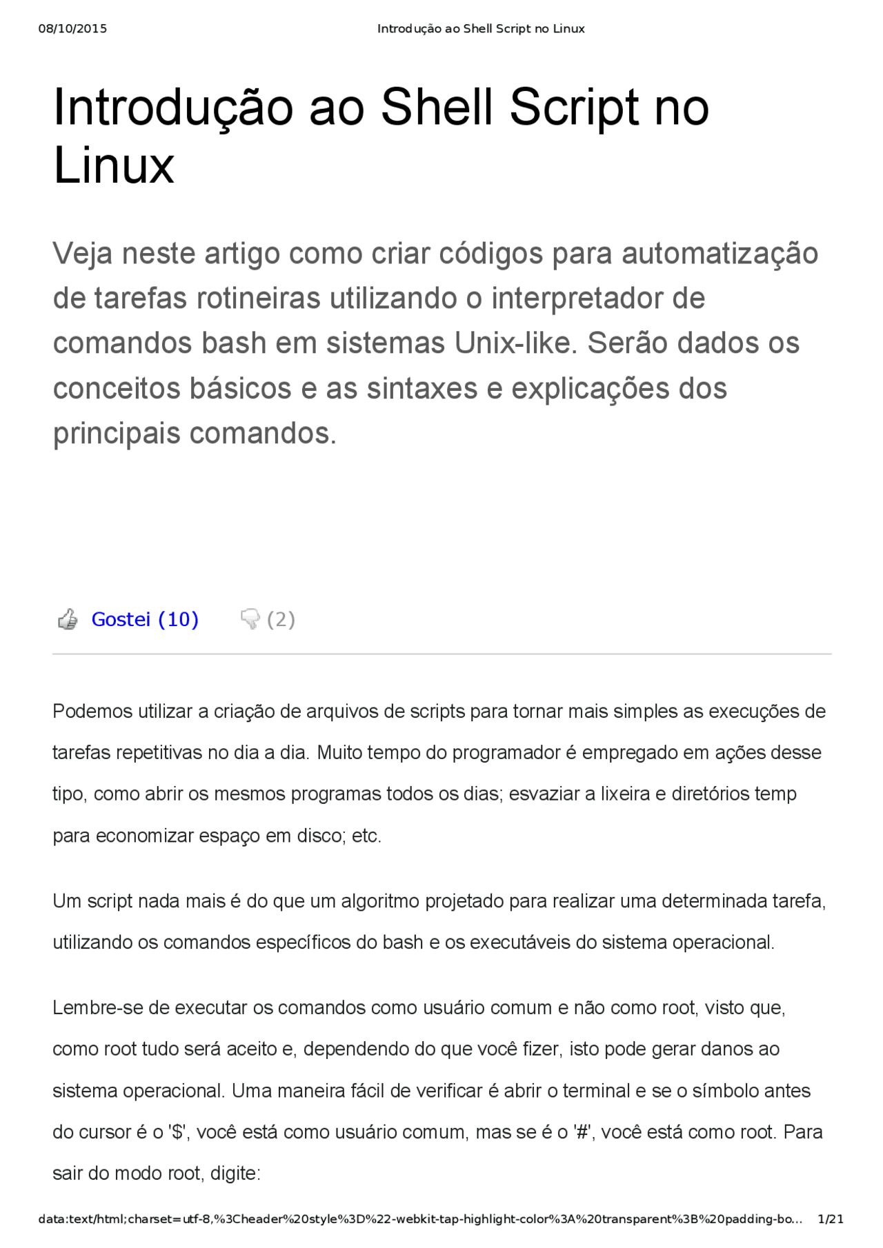 Introldução Ao Shell Script Manuais Projetos Pesquisas Matérias