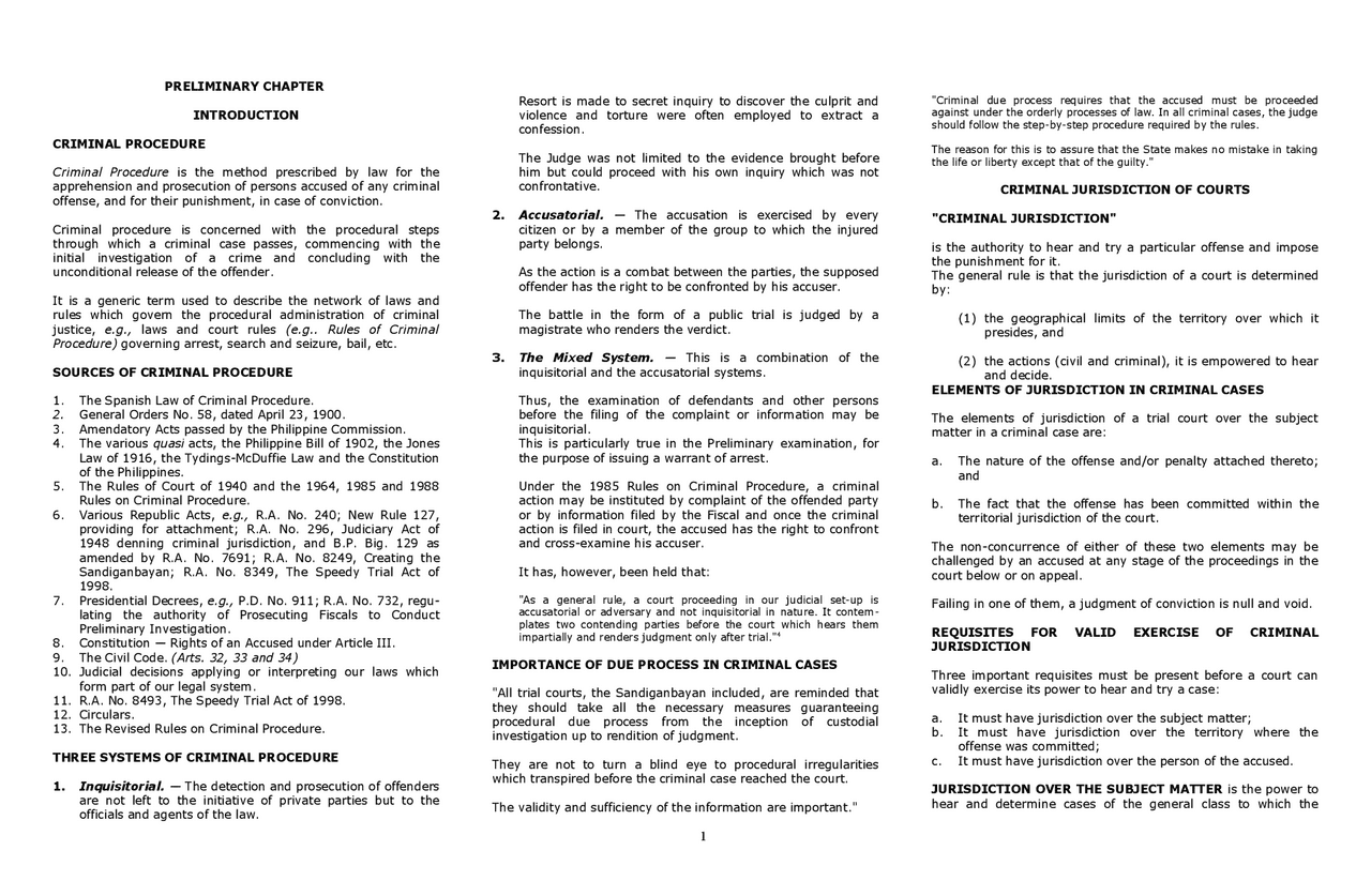 Criminal Procedure By Herrera Docsity