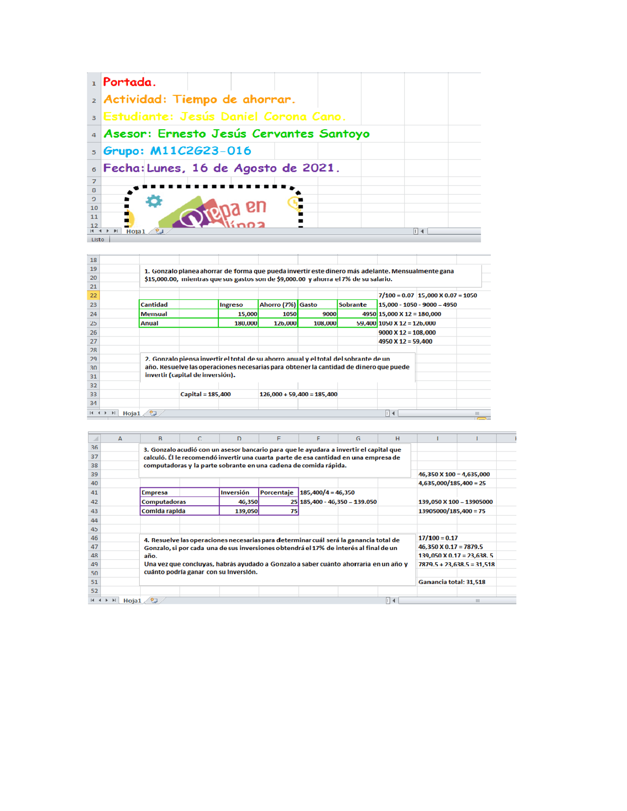 (Nueva versión) Actividad integradora 1. Tiempo de ahorrar. Módulo 11 | Guías, Proyectos ...