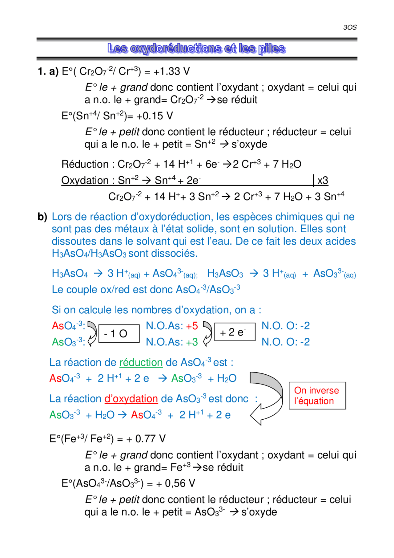 Electrochimie Exercices Correction Docsity