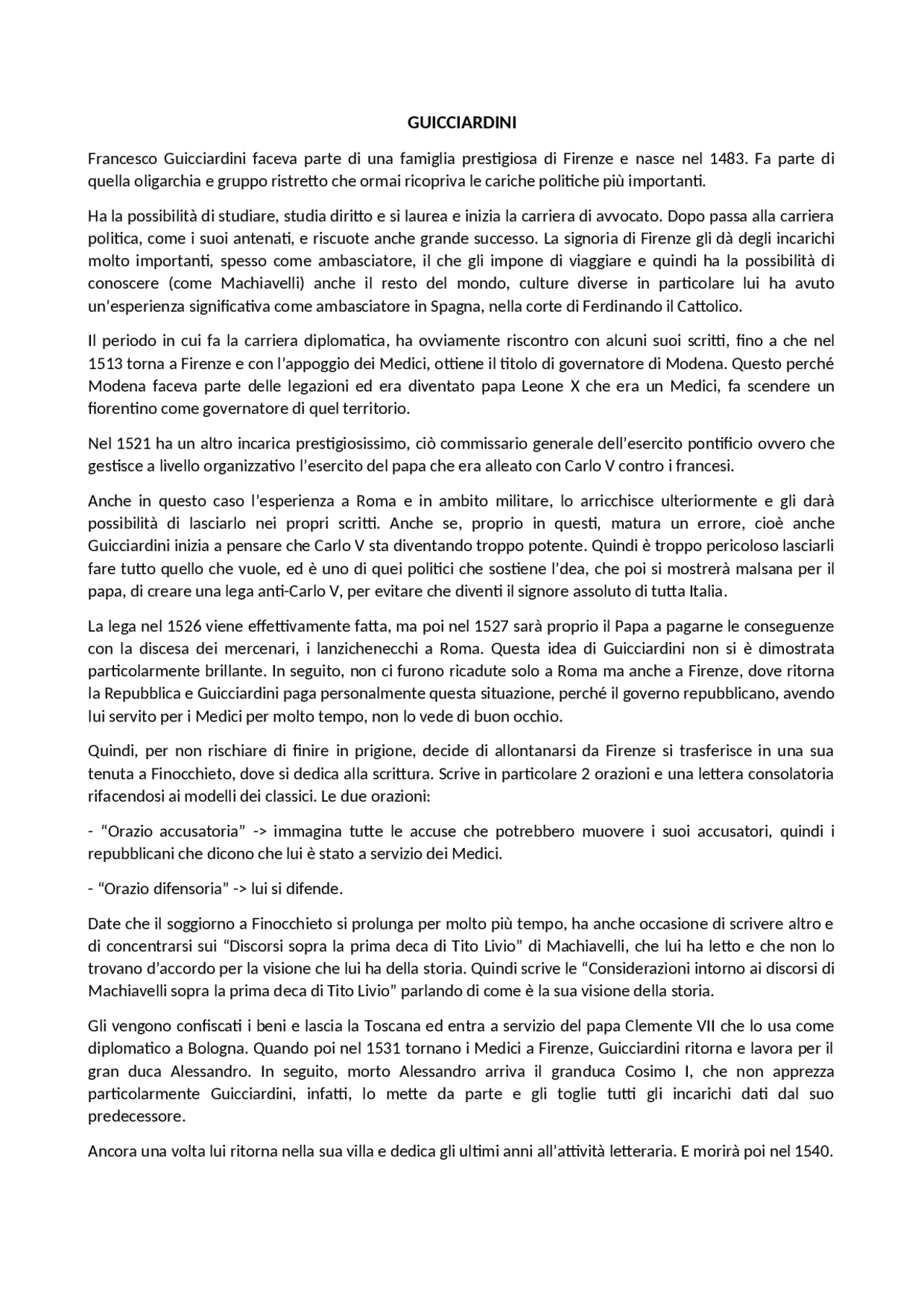 Francesco Guicciardini Docsity