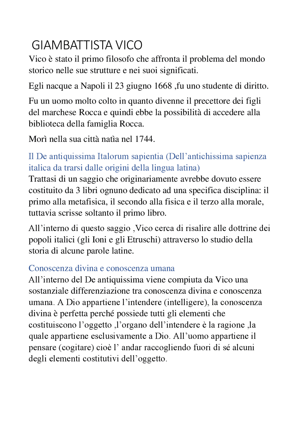Giambattista Vico Un Filosofo Della Storia Docsity