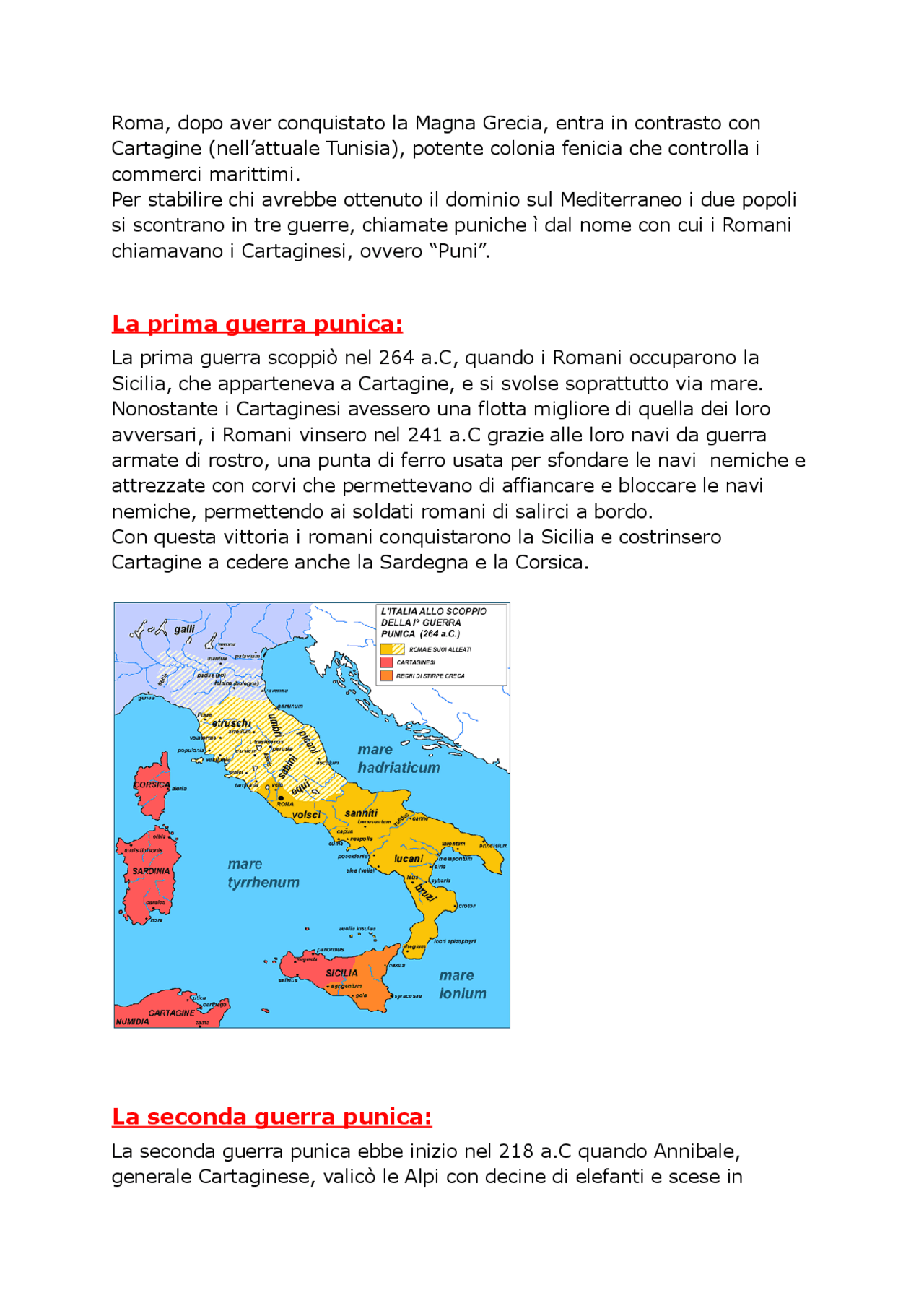 Le Guerre Puniche Sintesi Per Superiori Docsity