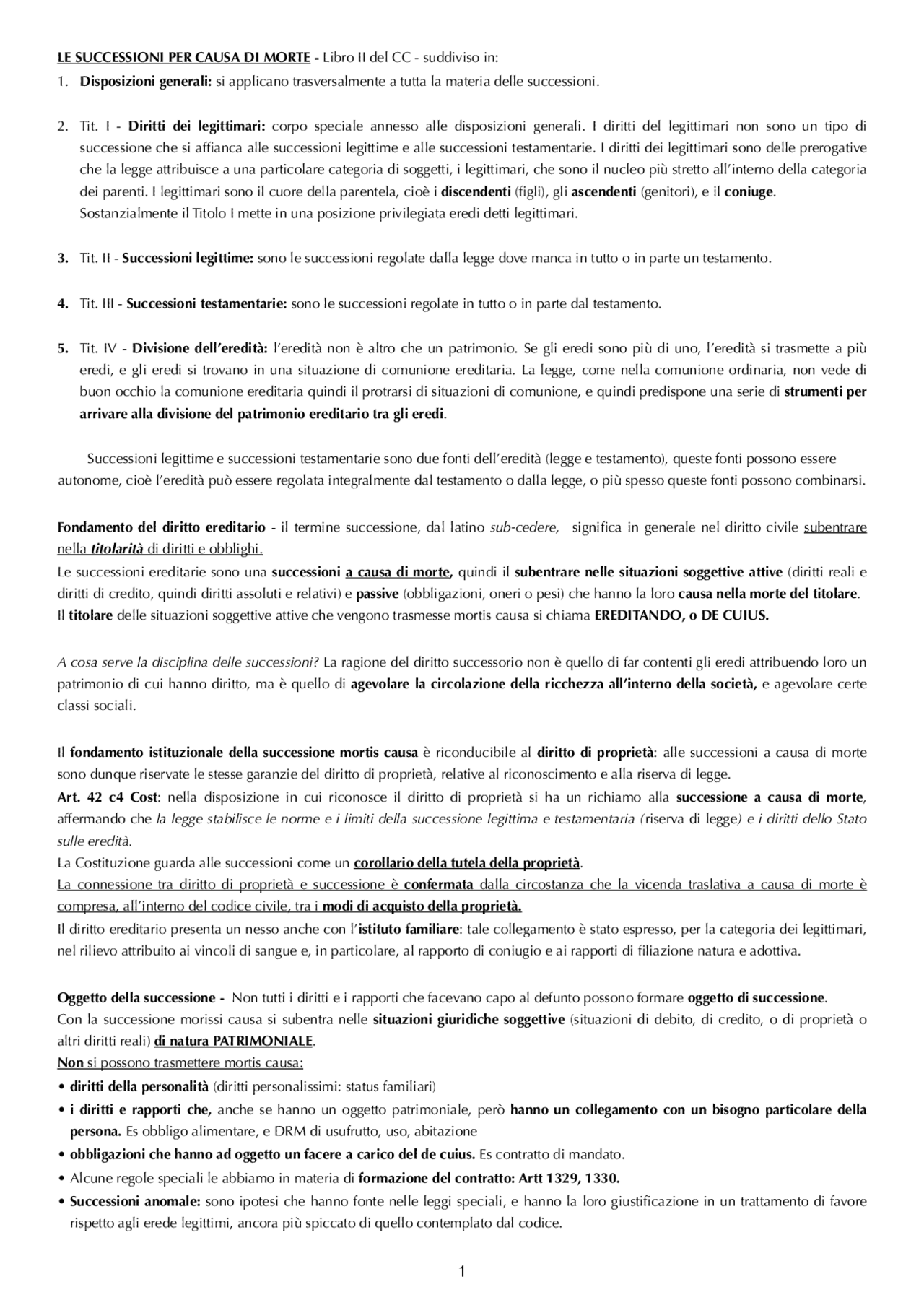 Le successioni per causa di morte - Docsity