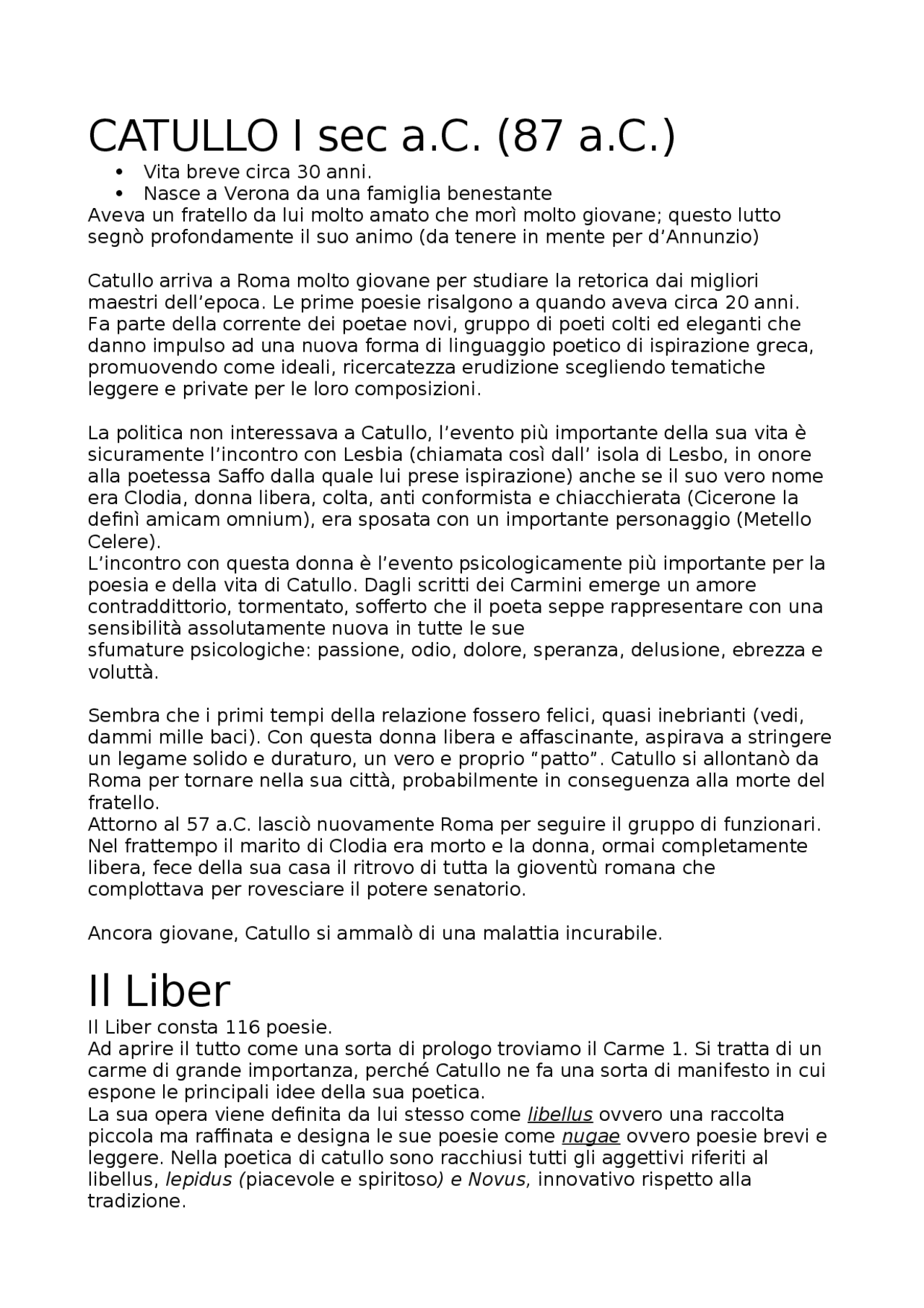 Introduzione Catullo Docsity