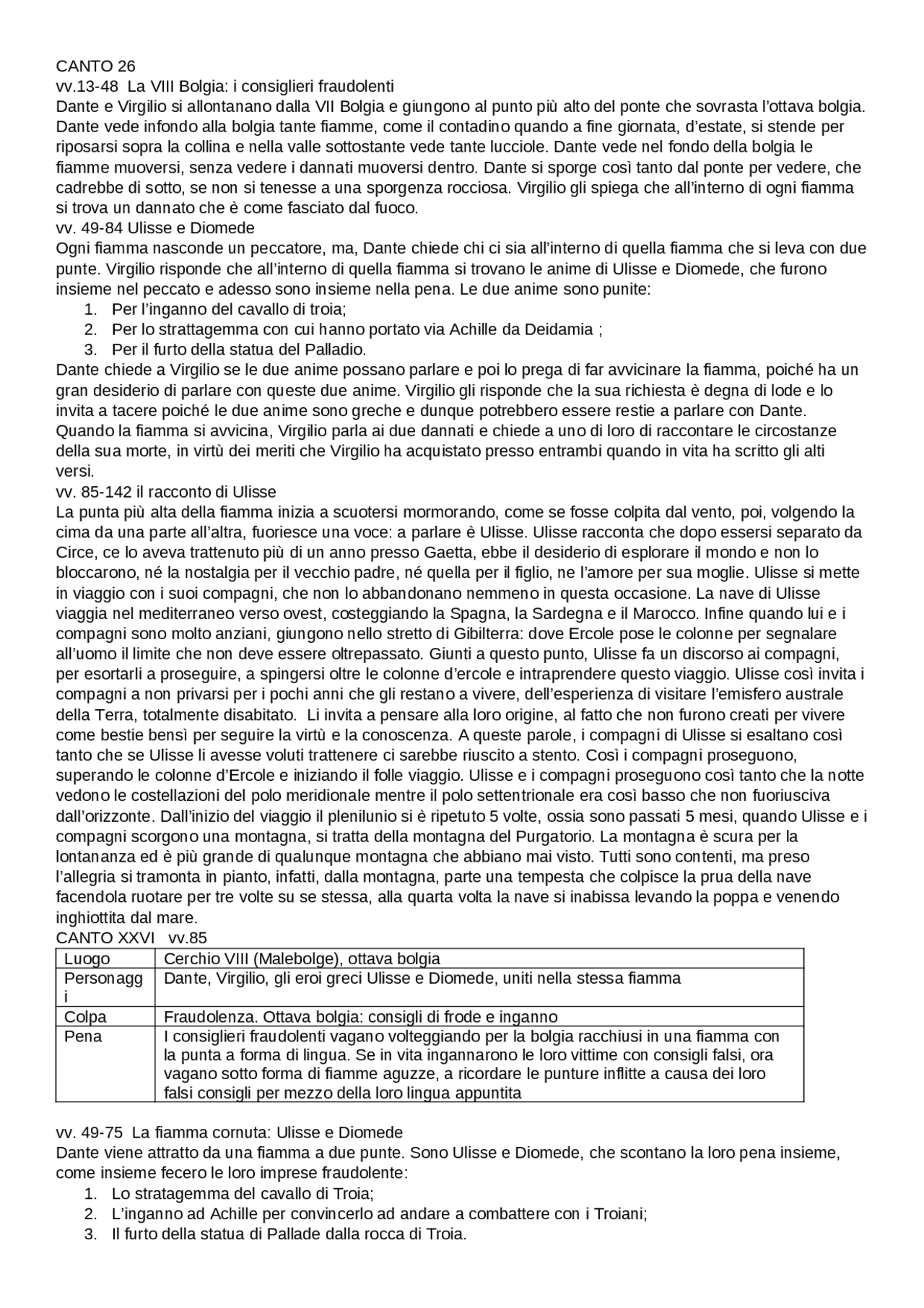 CANTO 26 (inferno- Divina Commedia) - Docsity