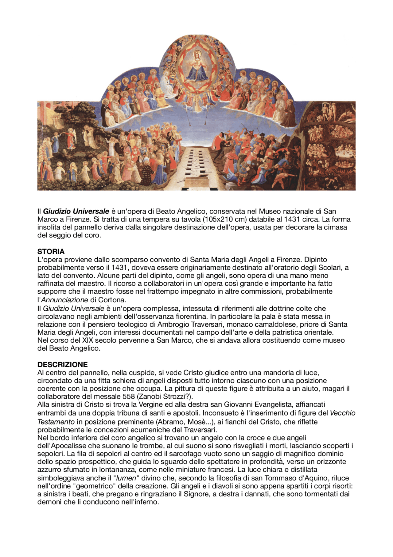 Presentazione Del Giudizio Universale Del Beato Angelico Docsity