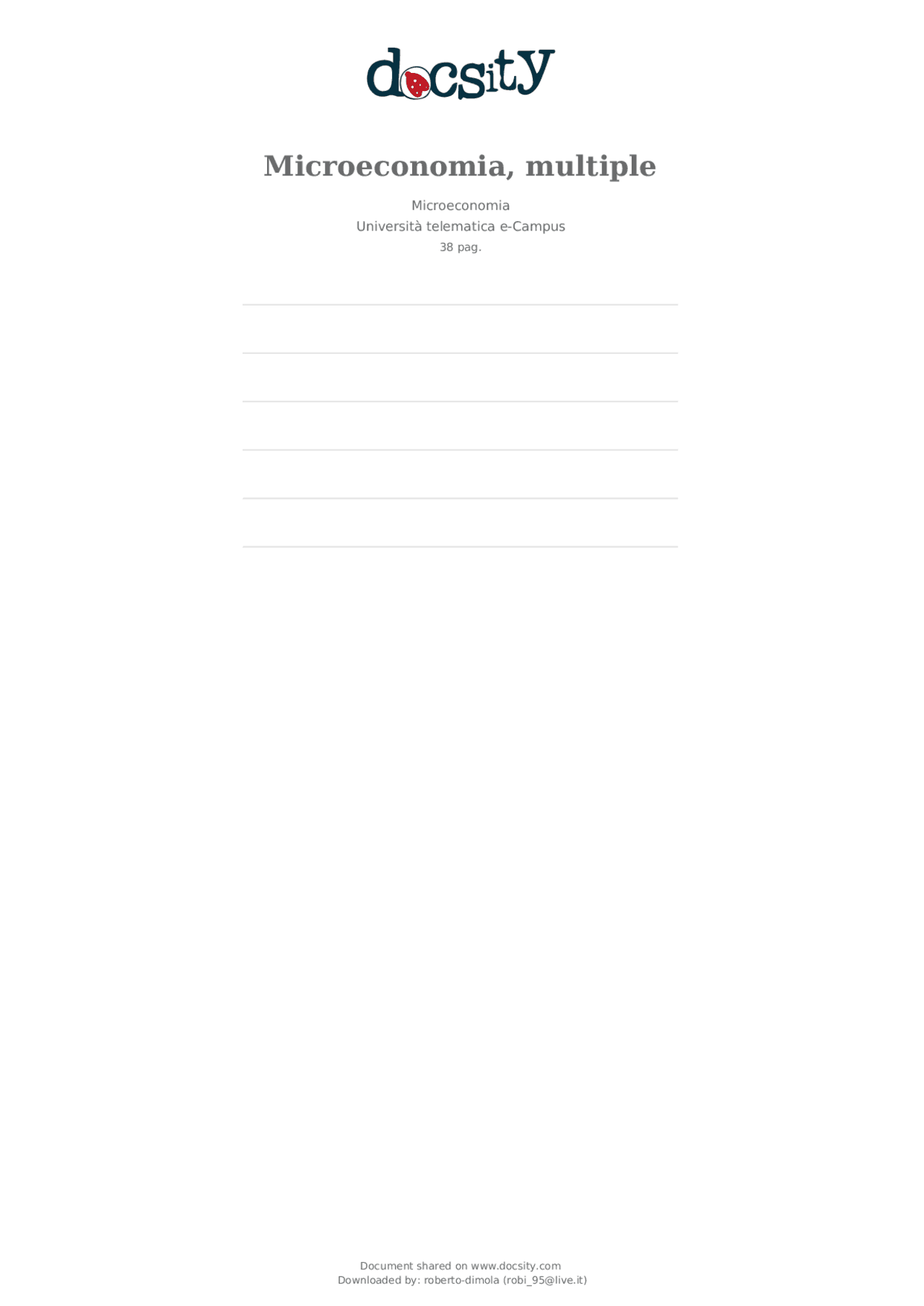 Microeconomia Prova Desame Prove Desame Di Microeconomia Docsity
