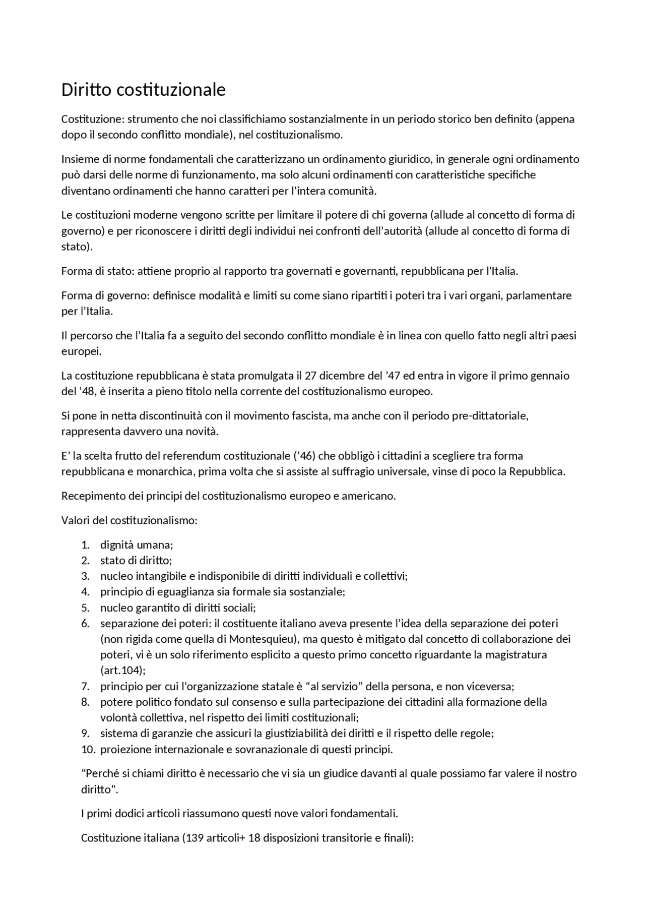 Appunti Diritto Costituzionale Docsity