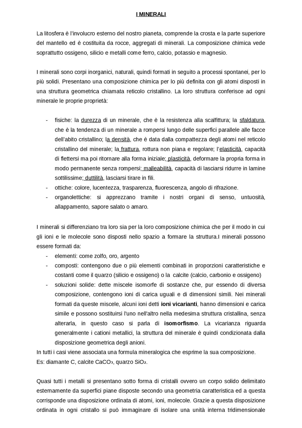 I Minerali E Le Rocce Docsity