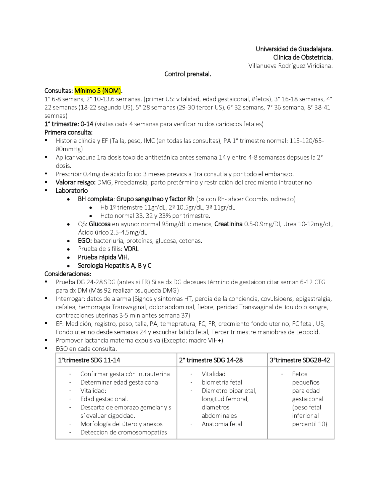 Control Prenatal Resumen Obstetricia Resúmenes De Obstetricia Docsity