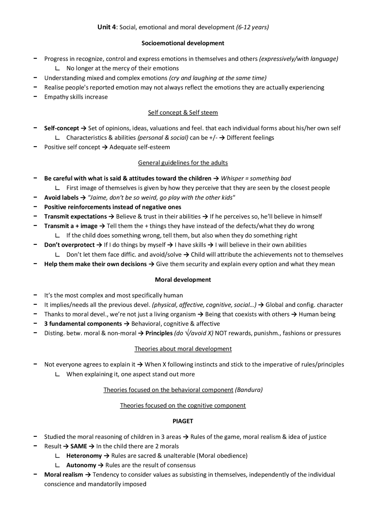 Tema 4 - Social, emotional and moral development - Docsity
