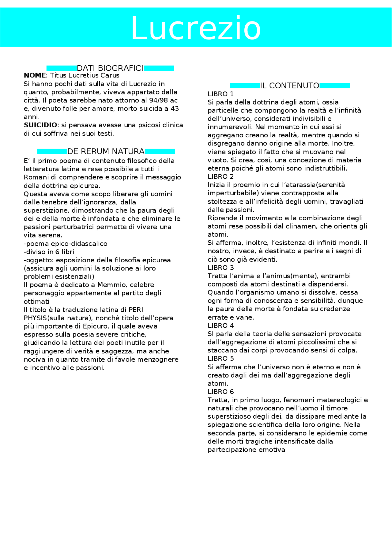 Lucrezio E Catullo Generale Docsity