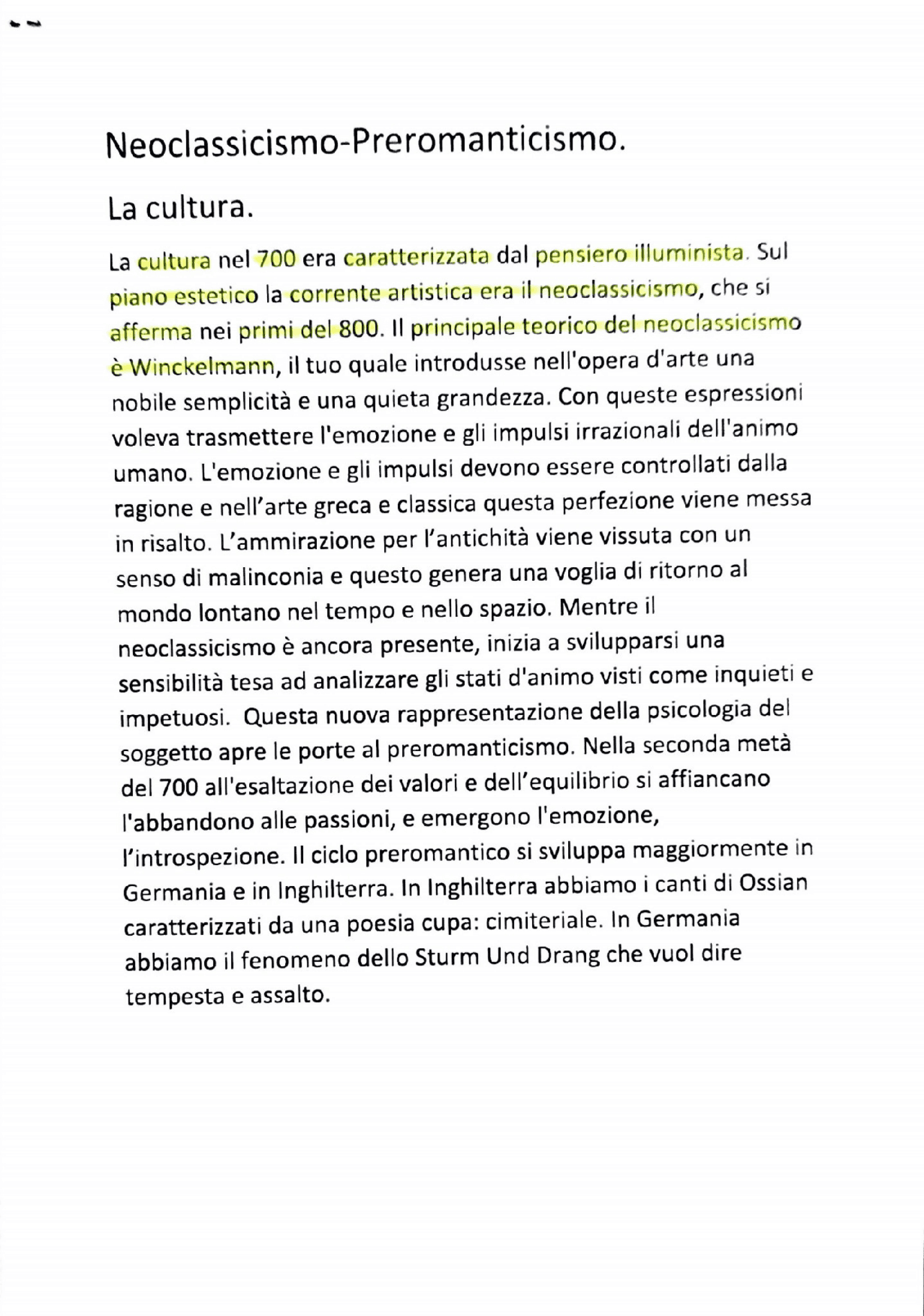 Neoclassicismo Preromanticismo Docsity