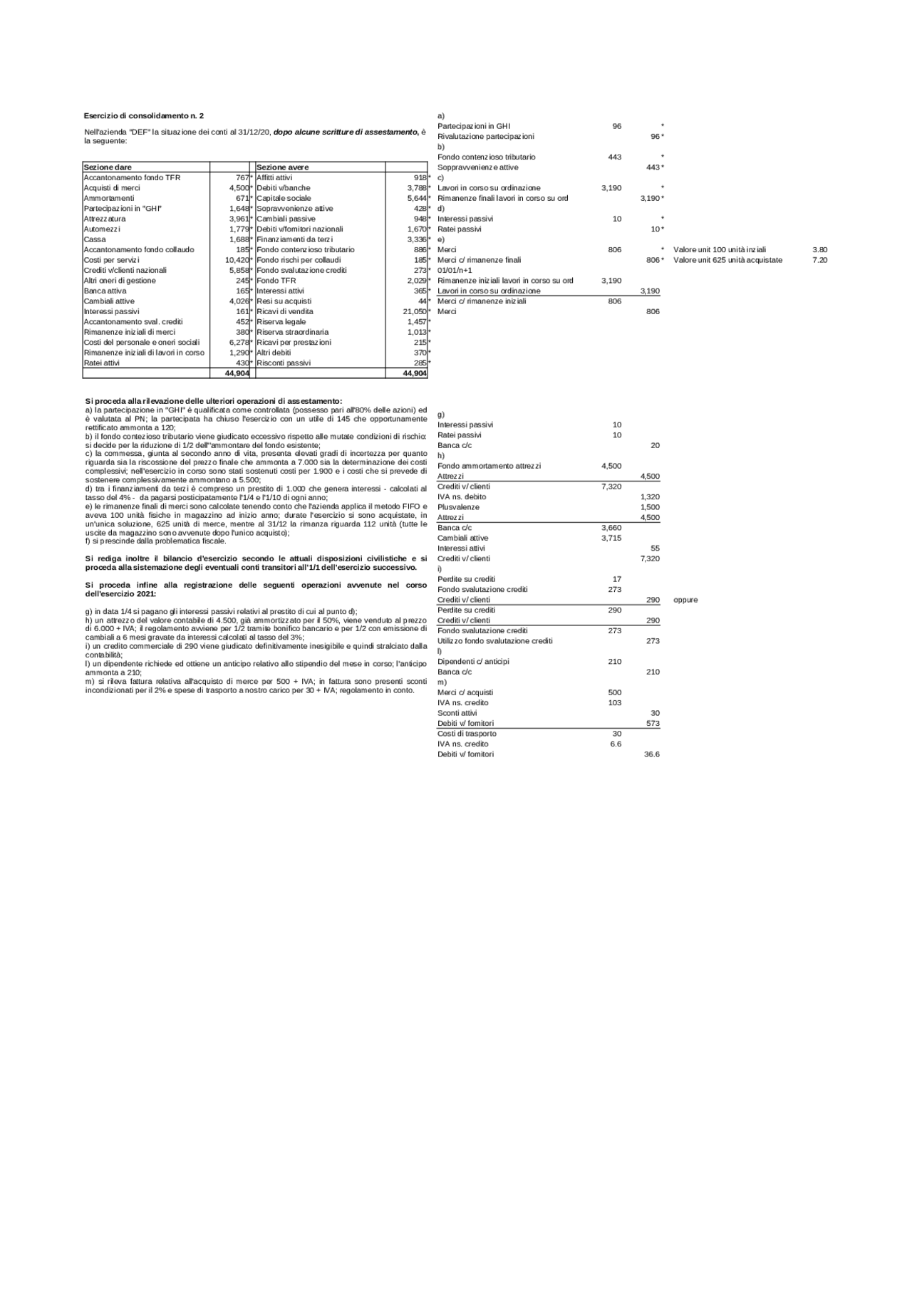 Fax Simile Esame Ragioneria Generale Docsity