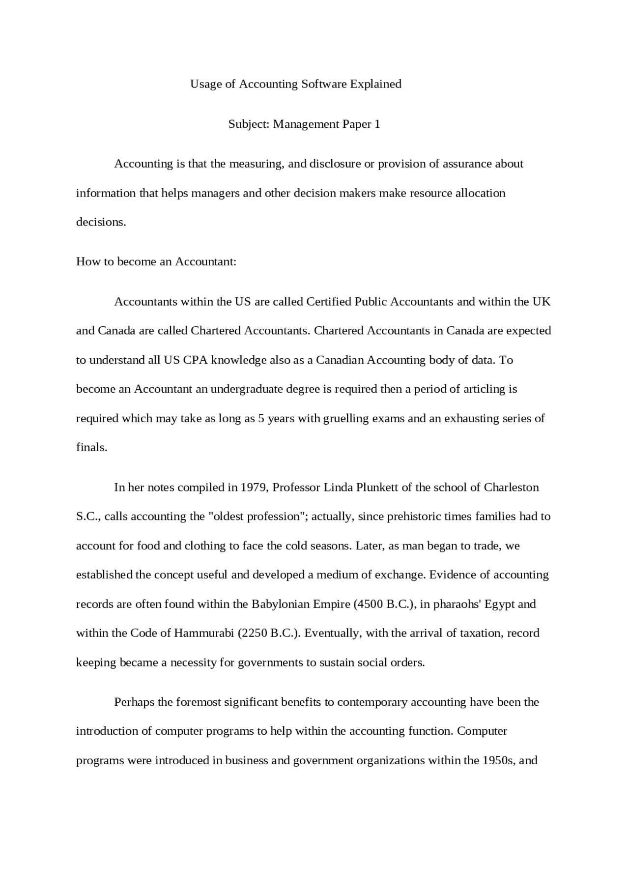 Usage Of Accounting Software Explained Essays University Management
