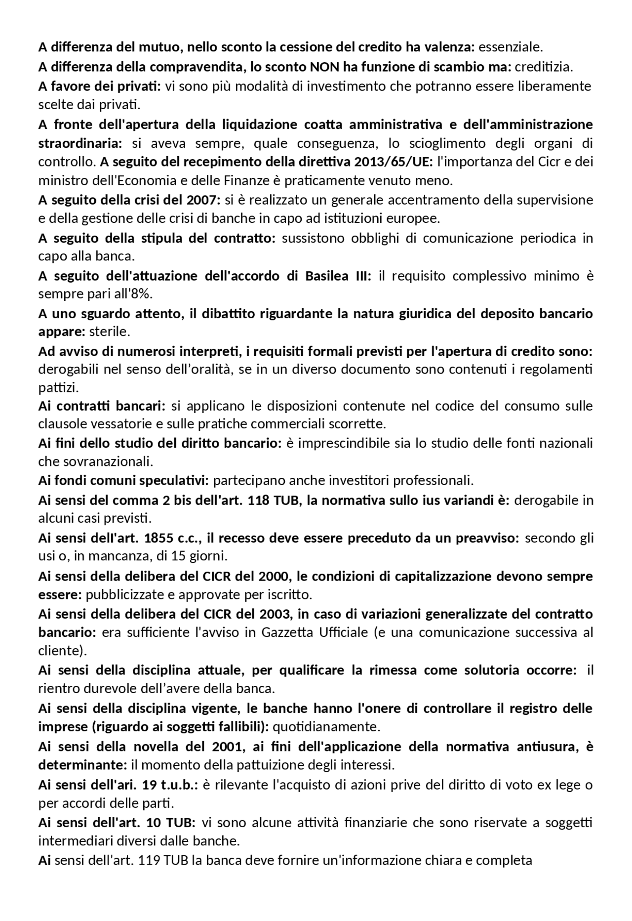 Diritto Bancario Domande Aperte E Chiuse Economia E Campus Prove D