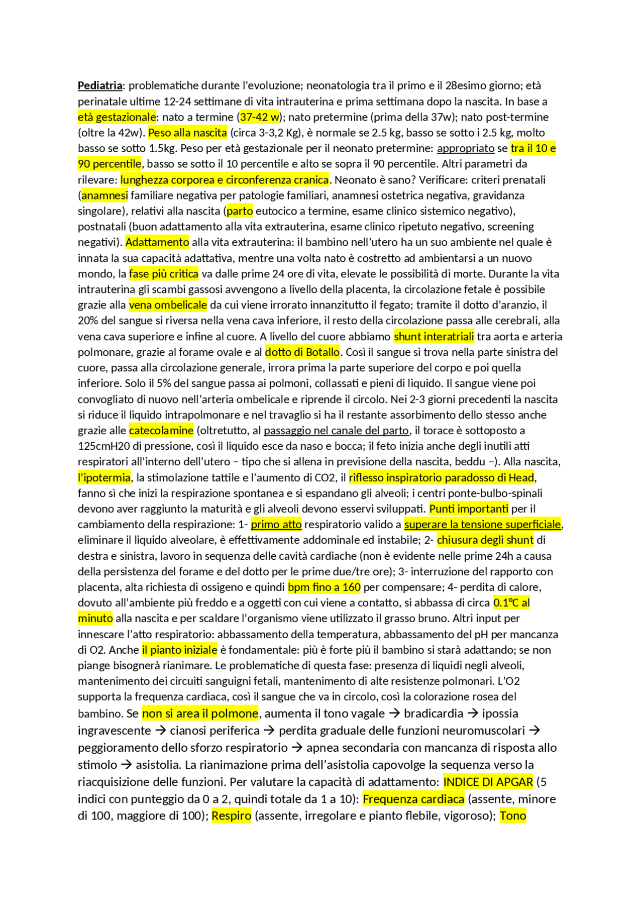 Pediatria Riassunti E Appunti Lezioni Docsity