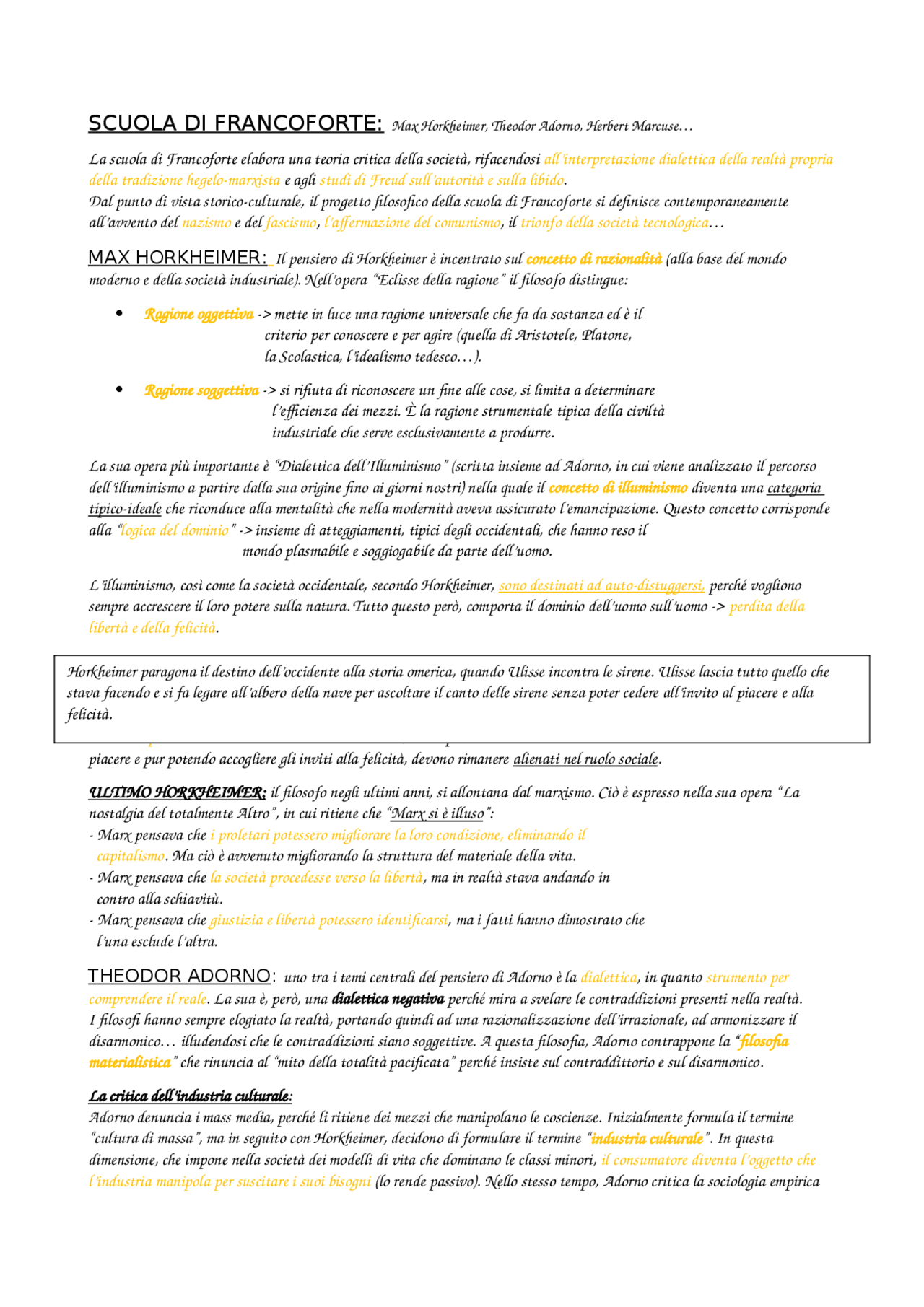 La Scuola Di Francoforte Docsity