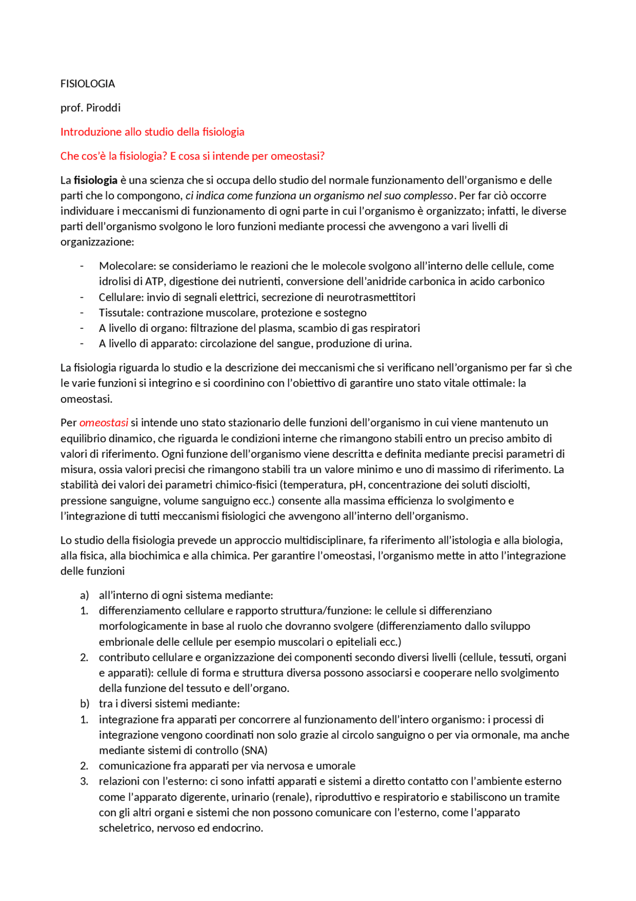 Fisiologia Cellulare Introduzione Notes De Pysiologie Docsity