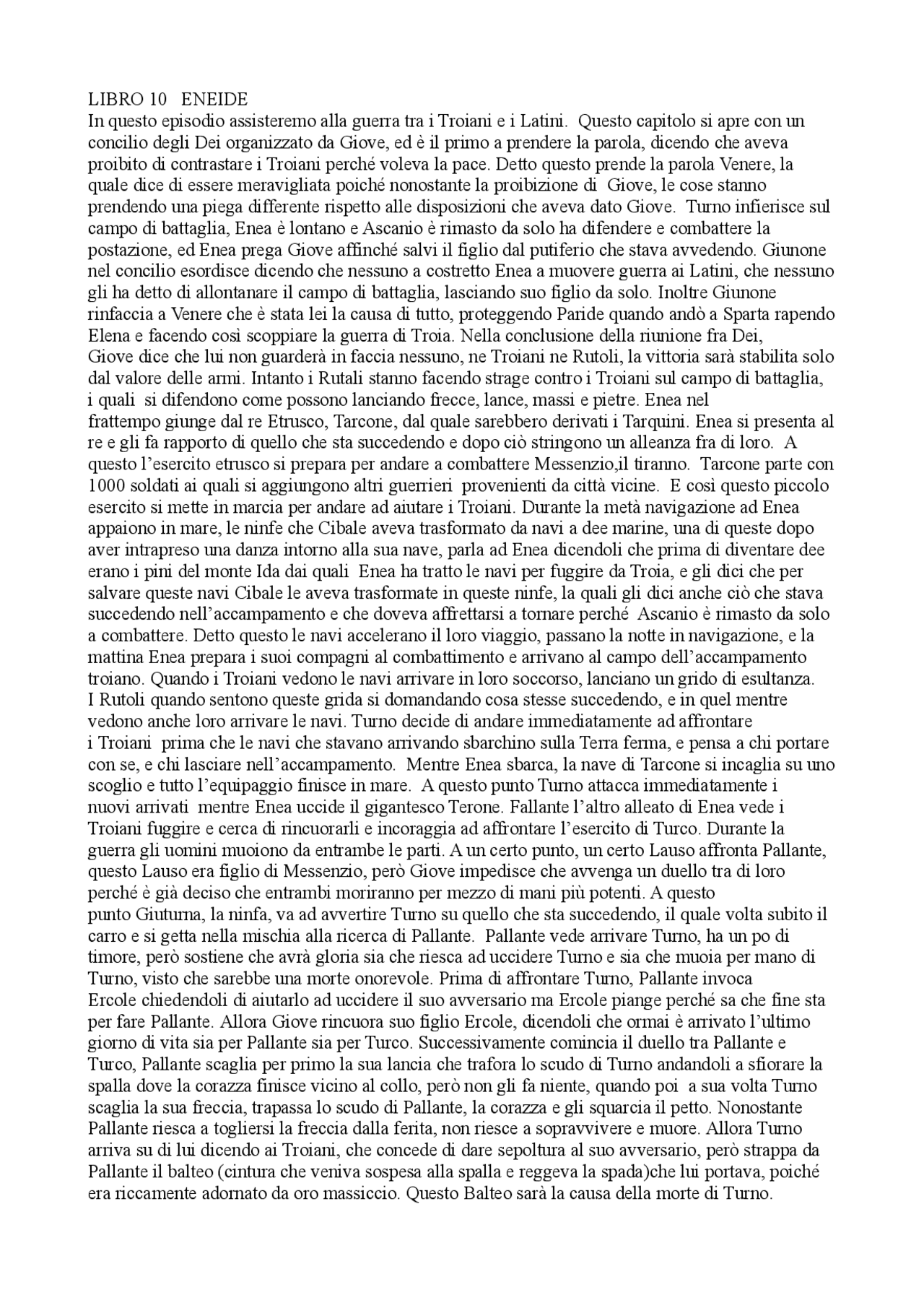 Eneide Libro 10 Riassunto Docsity