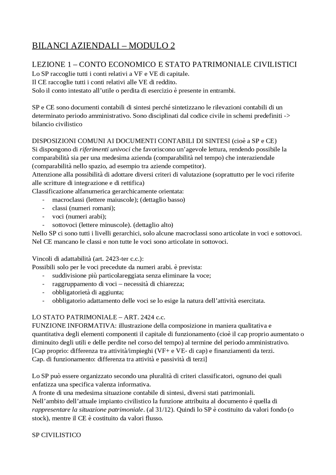 Bilanci Aziendali Modulo 2 Docsity