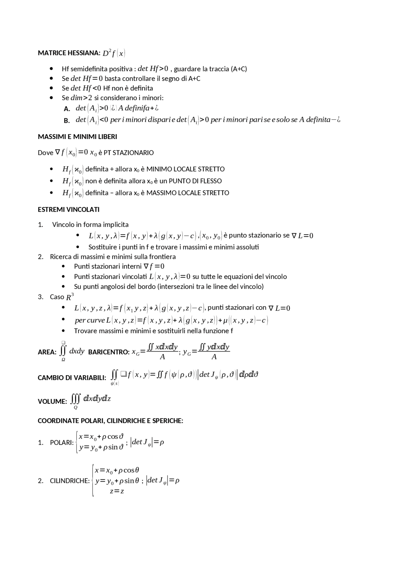 Formulario Di Analisi Matematica Ii Docsity