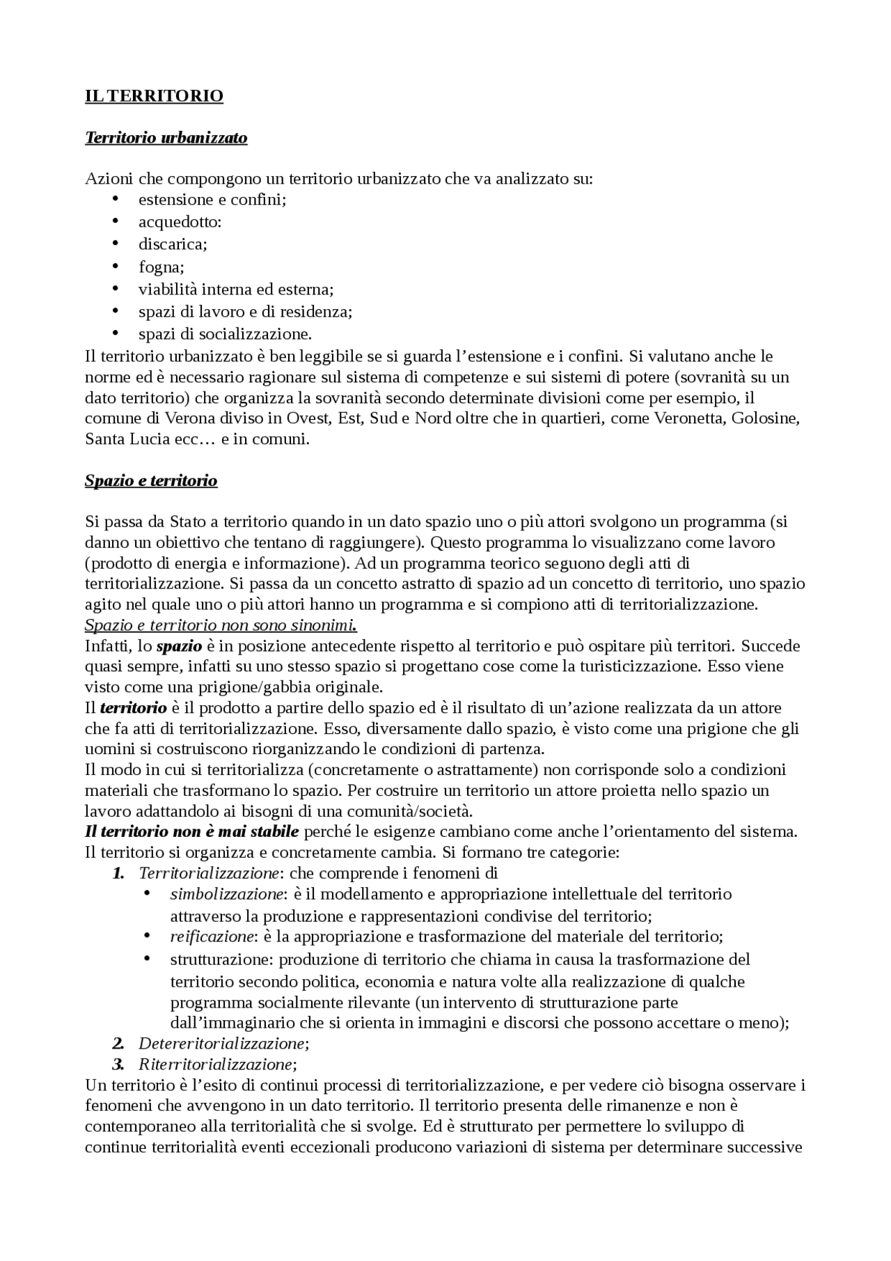Il Territorio E Lambiente Docsity