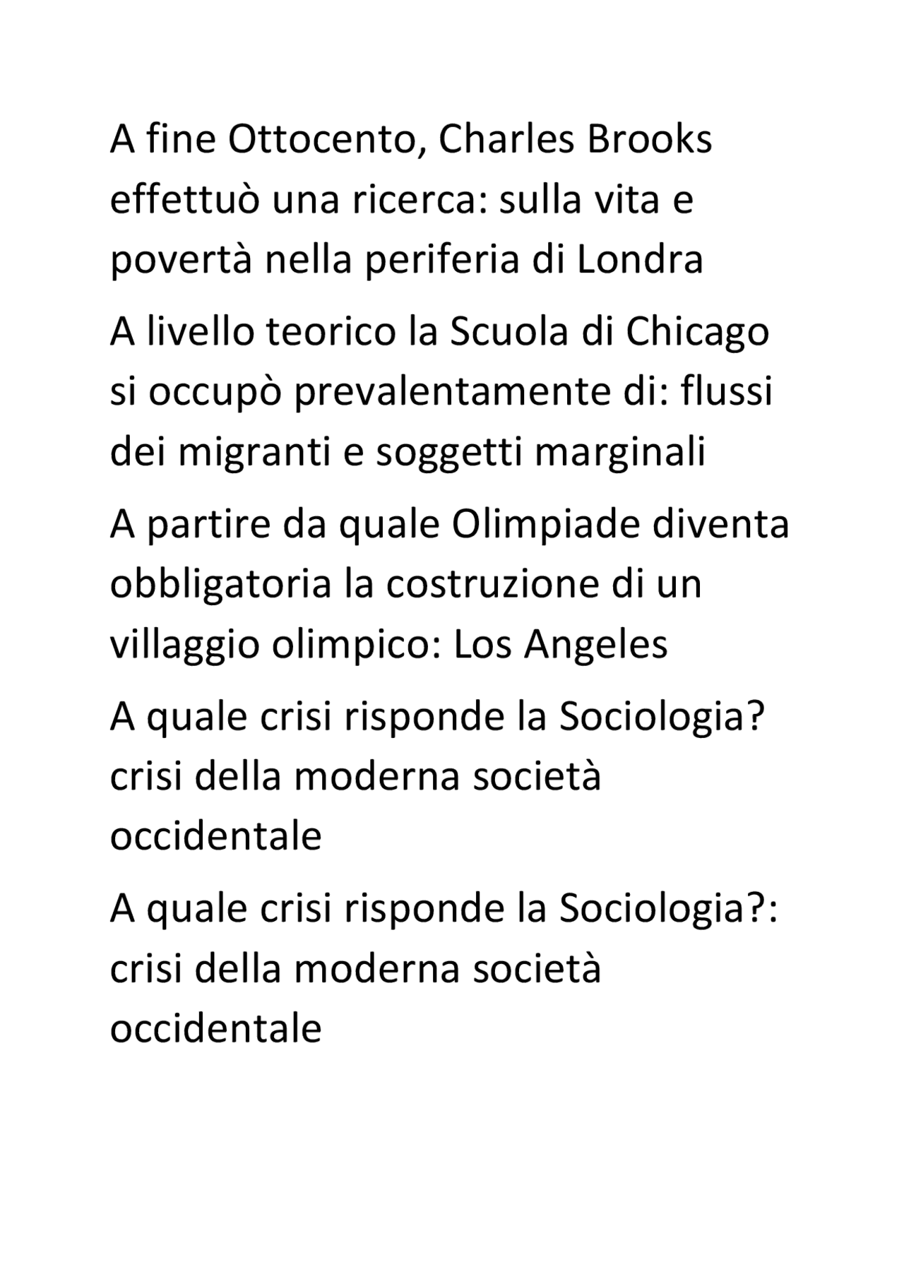 Sociologia Generale E Dello Sport Risposte Esame Docsity