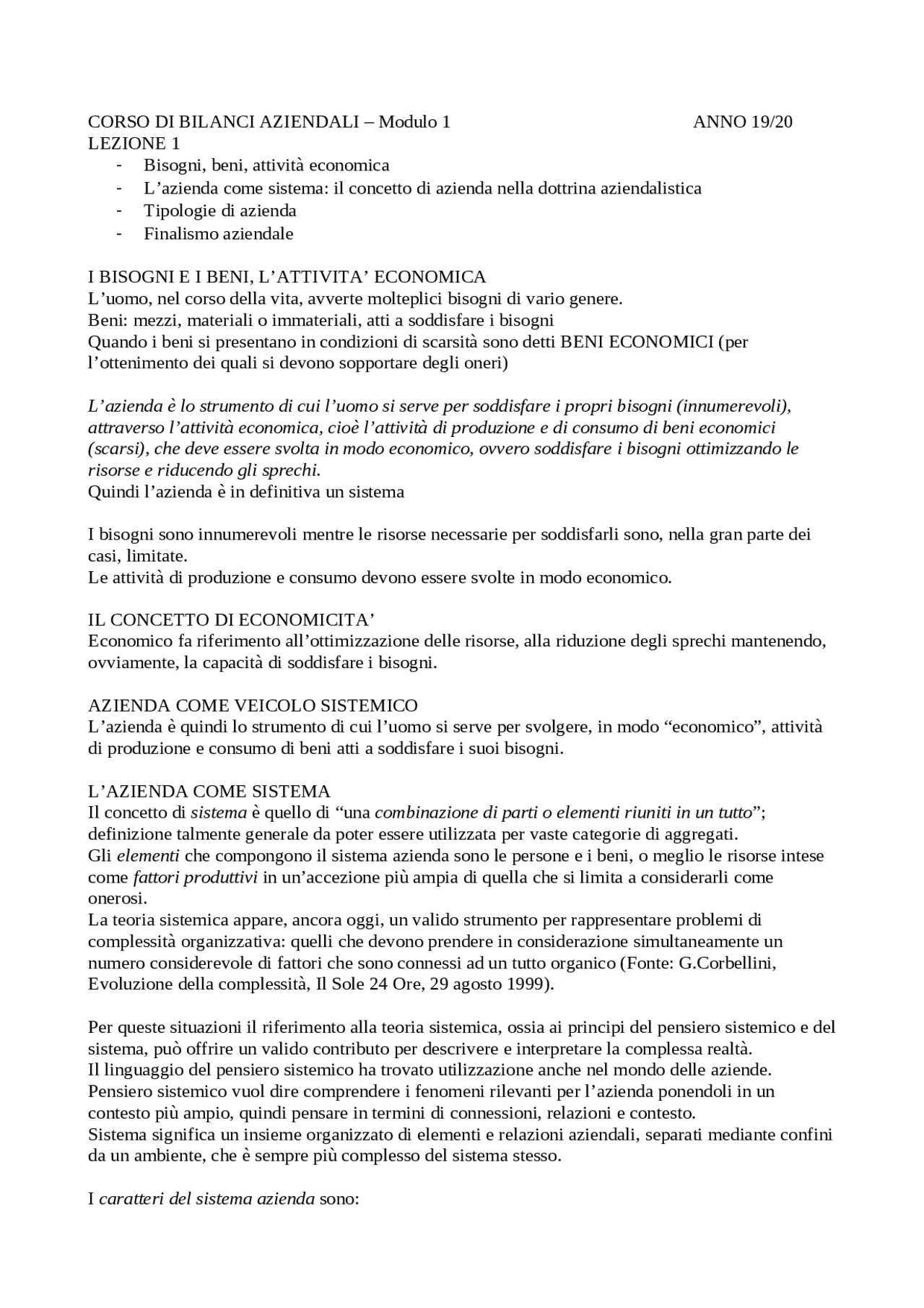 Bilanci Aziendali Modulo 1 Docsity