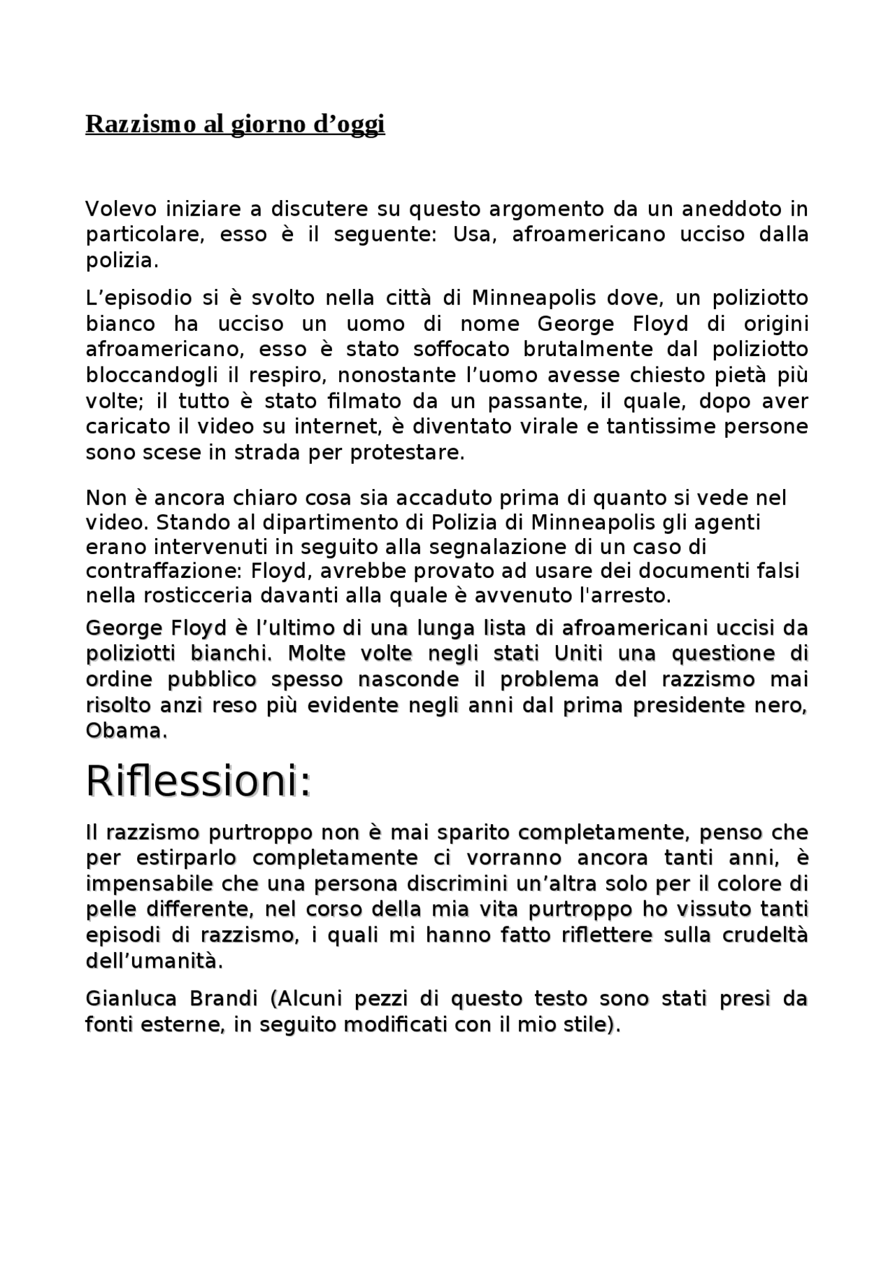 Compito Sul Razzismo Docsity