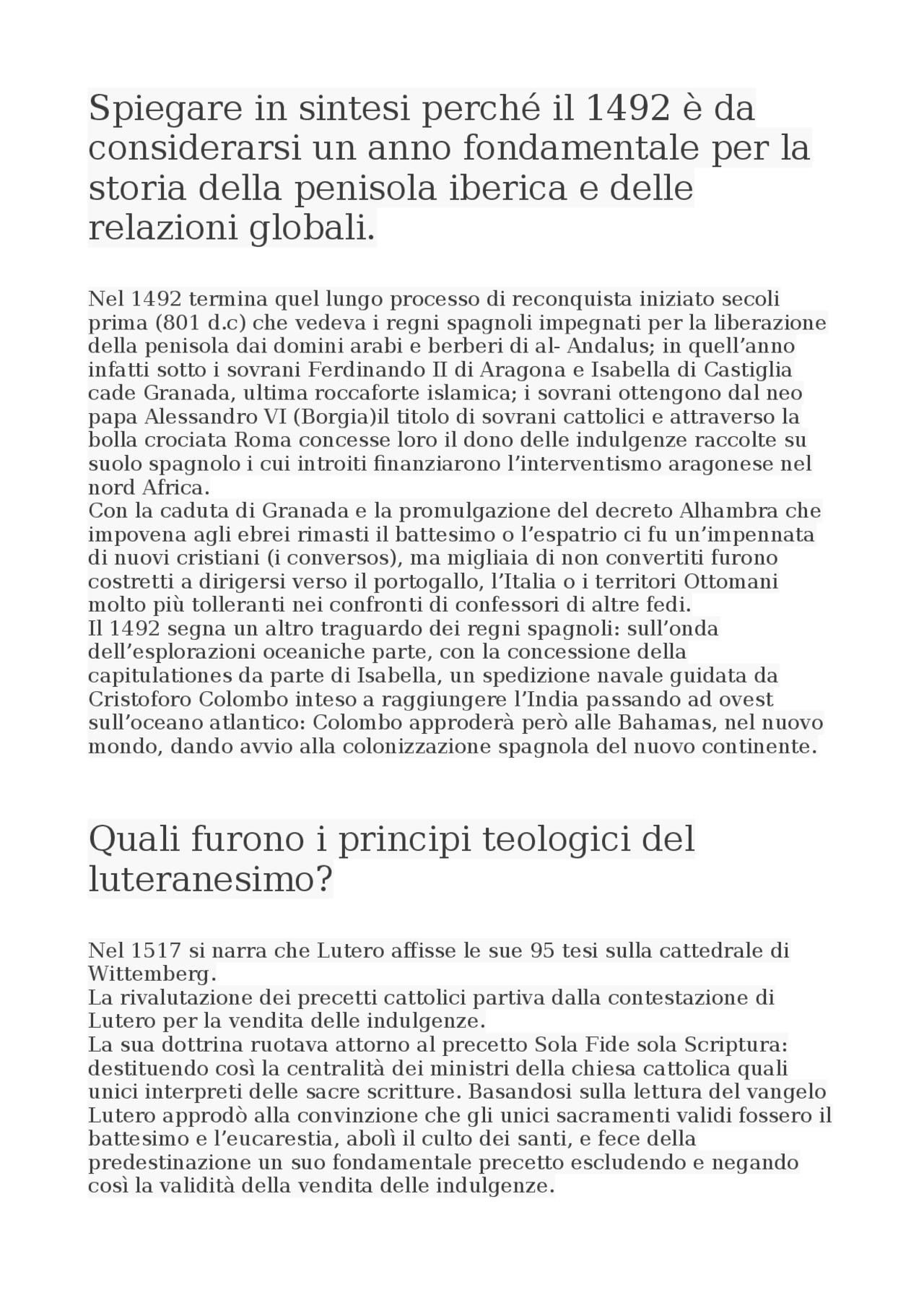 Domande Storia Moderna Esercizi Di Storia Moderna Docsity