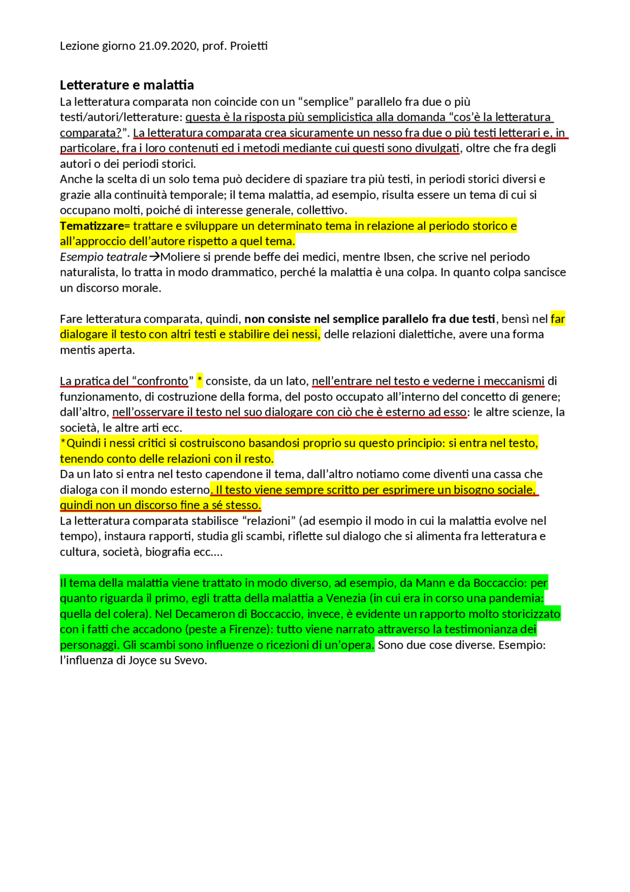 Letterature Comparate 2021 Docsity