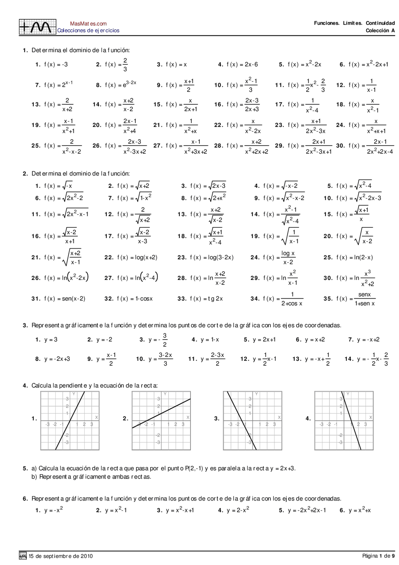 Ejercicios funciones - Docsity
