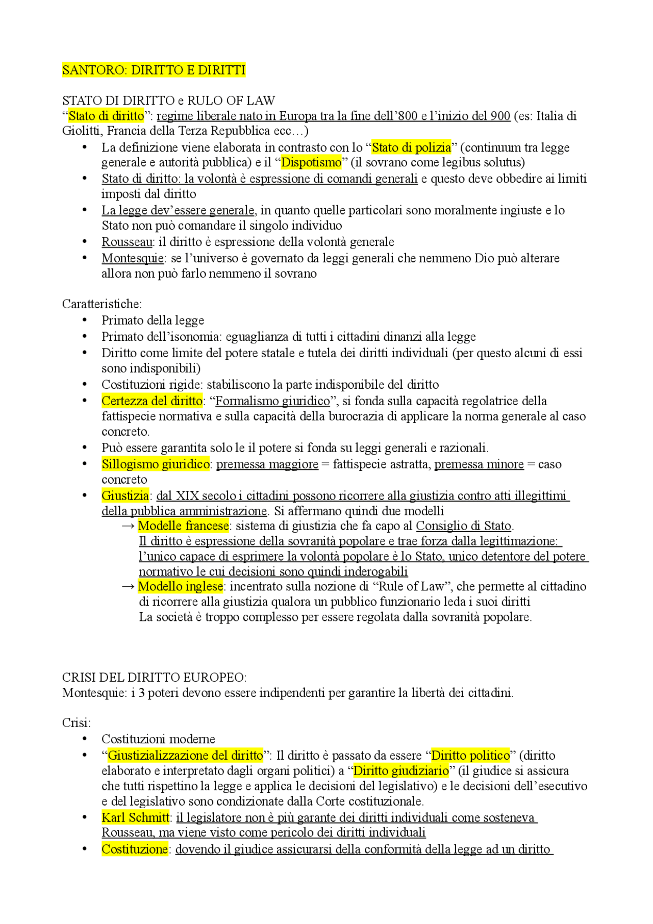 Diritto E Diritti Riassunto Completo Docsity