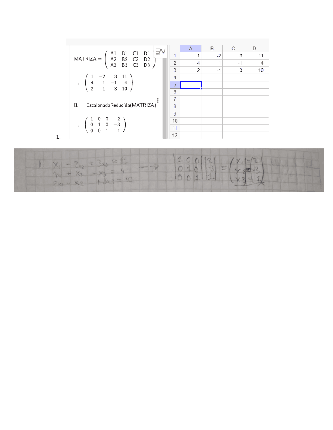 Ejercicios resueltos de matrices con geogebra - Docsity