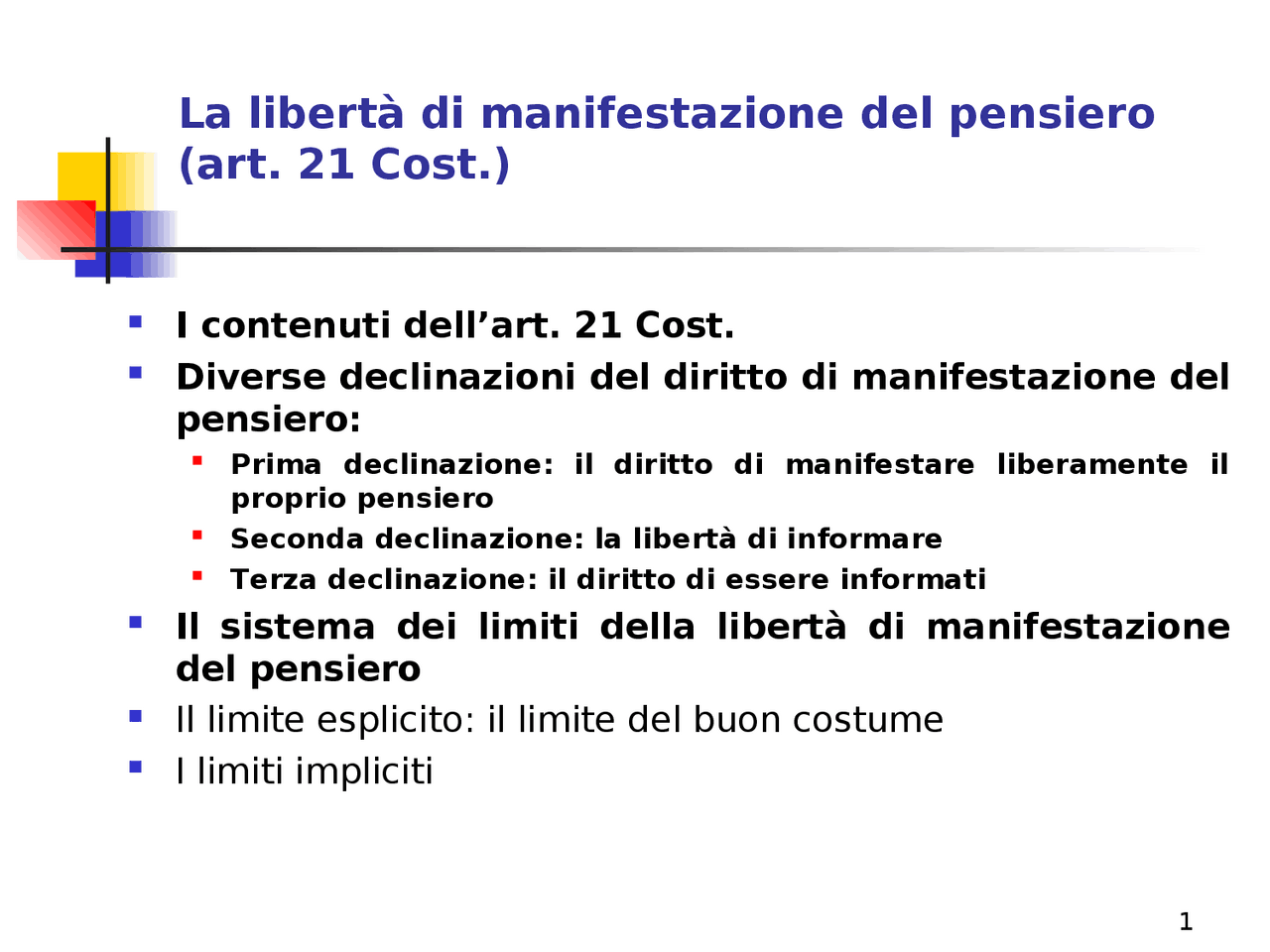 Slide Sull Articolo 21 Docsity