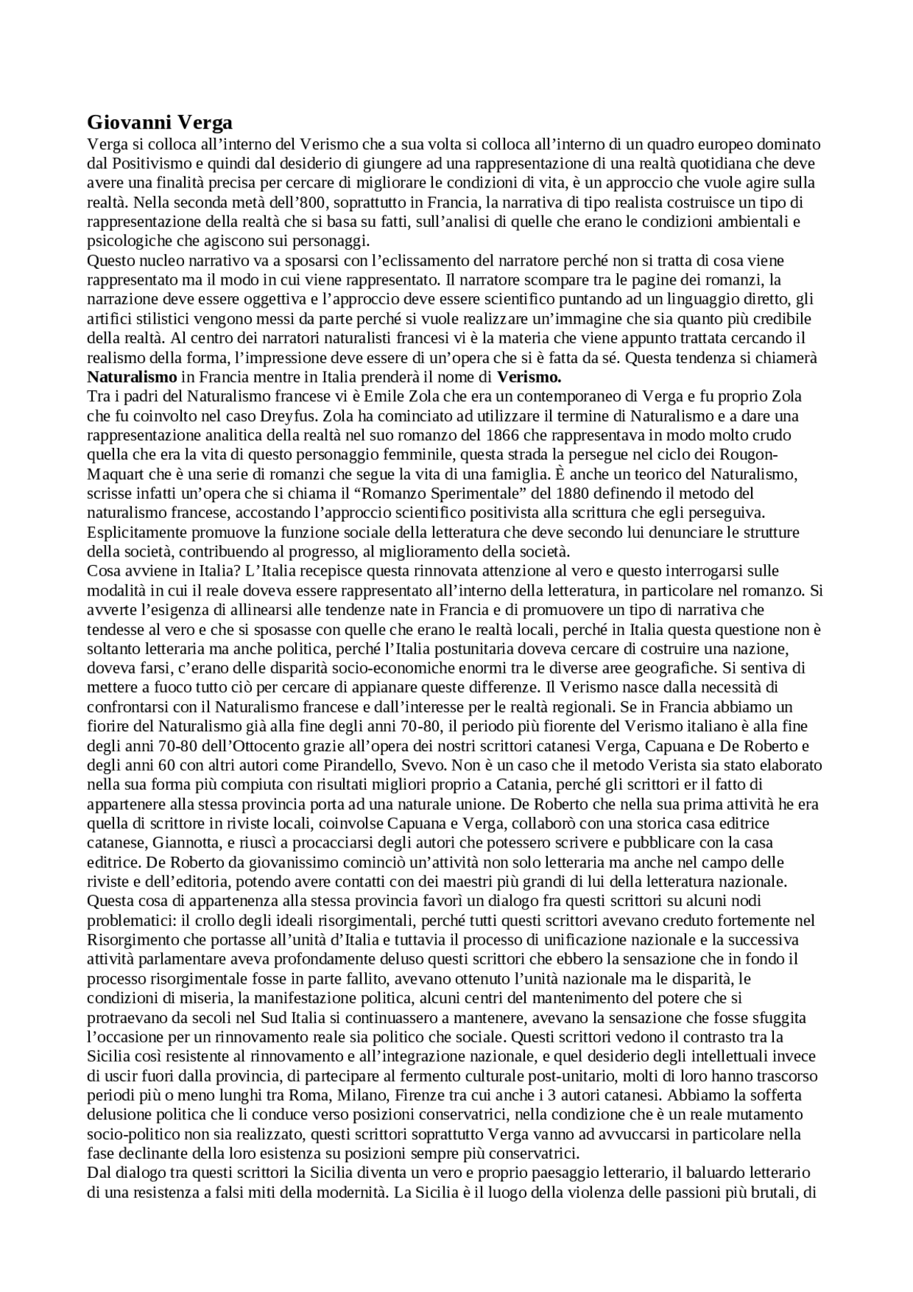 Giovanni Verga Riassunti Opere Docsity