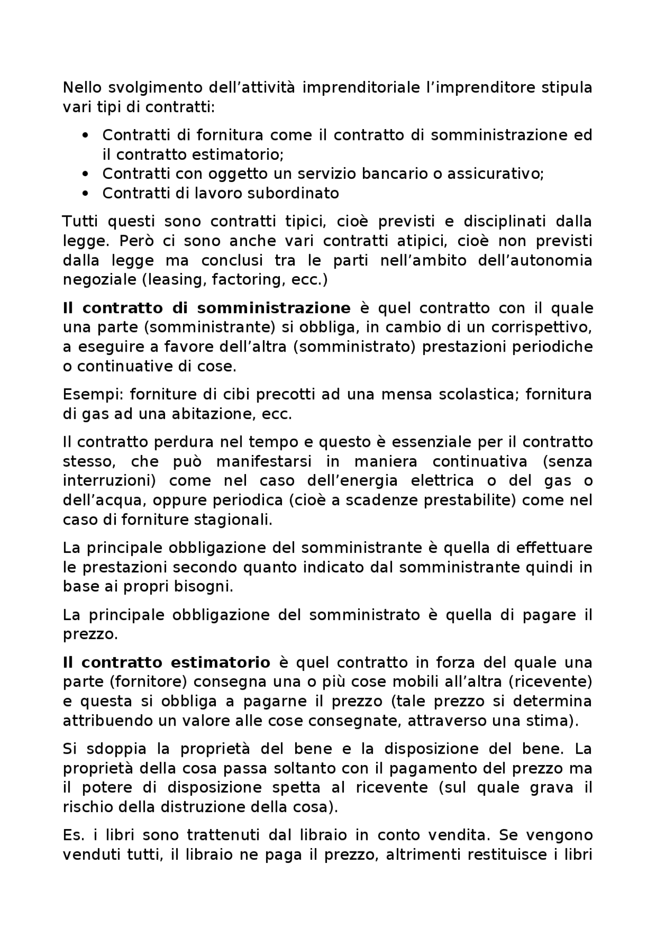 Contratti commerciali - Docsity