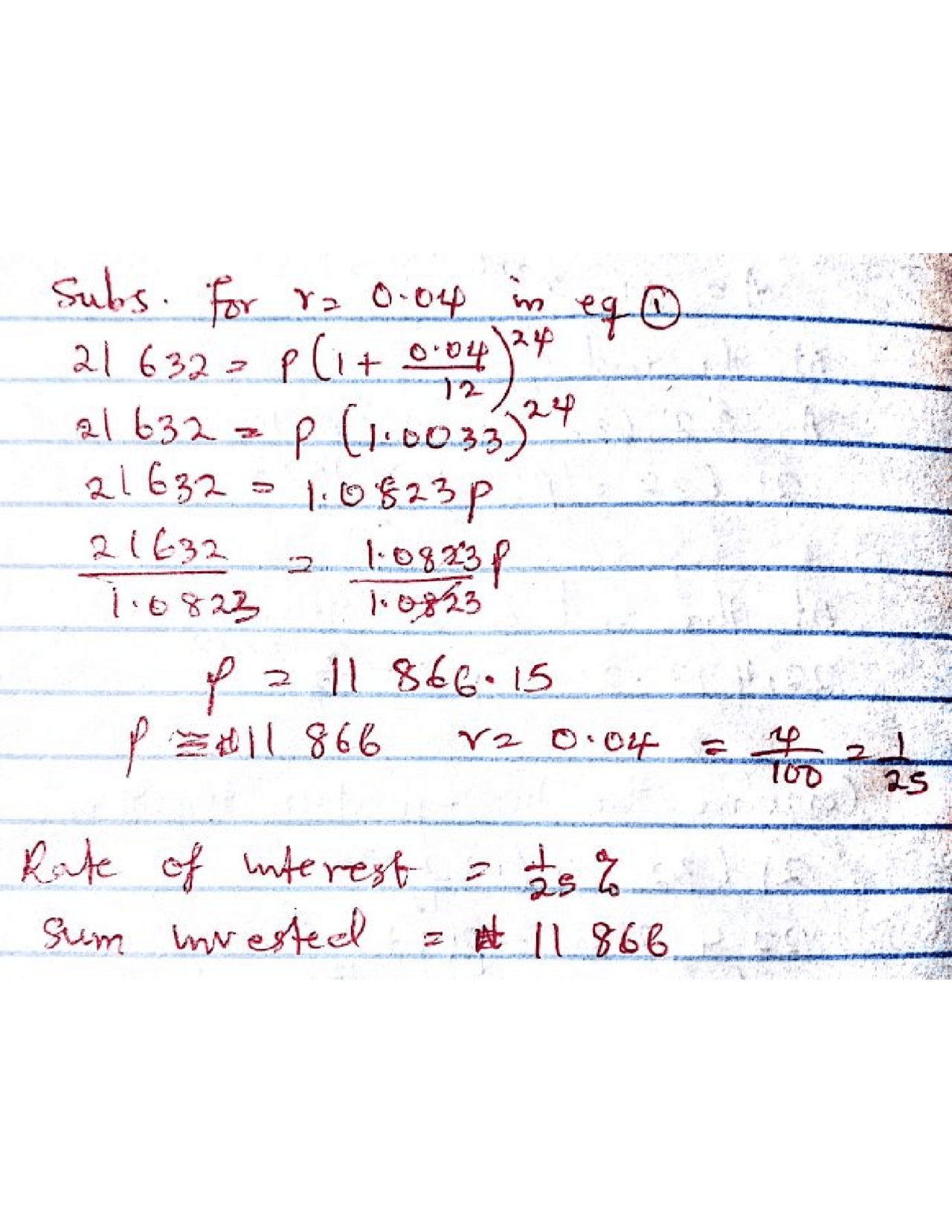 Compound Interest That Lead To Simultaneous Equations Docsity
