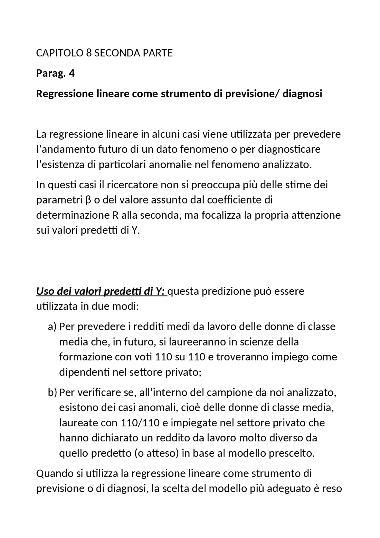 STATISTICA PER LA VALUTAZIONE CAPITOLO 8 SECONDA PARTE - Docsity