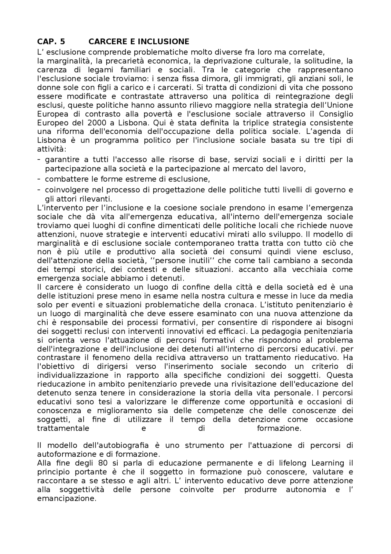 Riassunto Capitolo Quinto Docsity