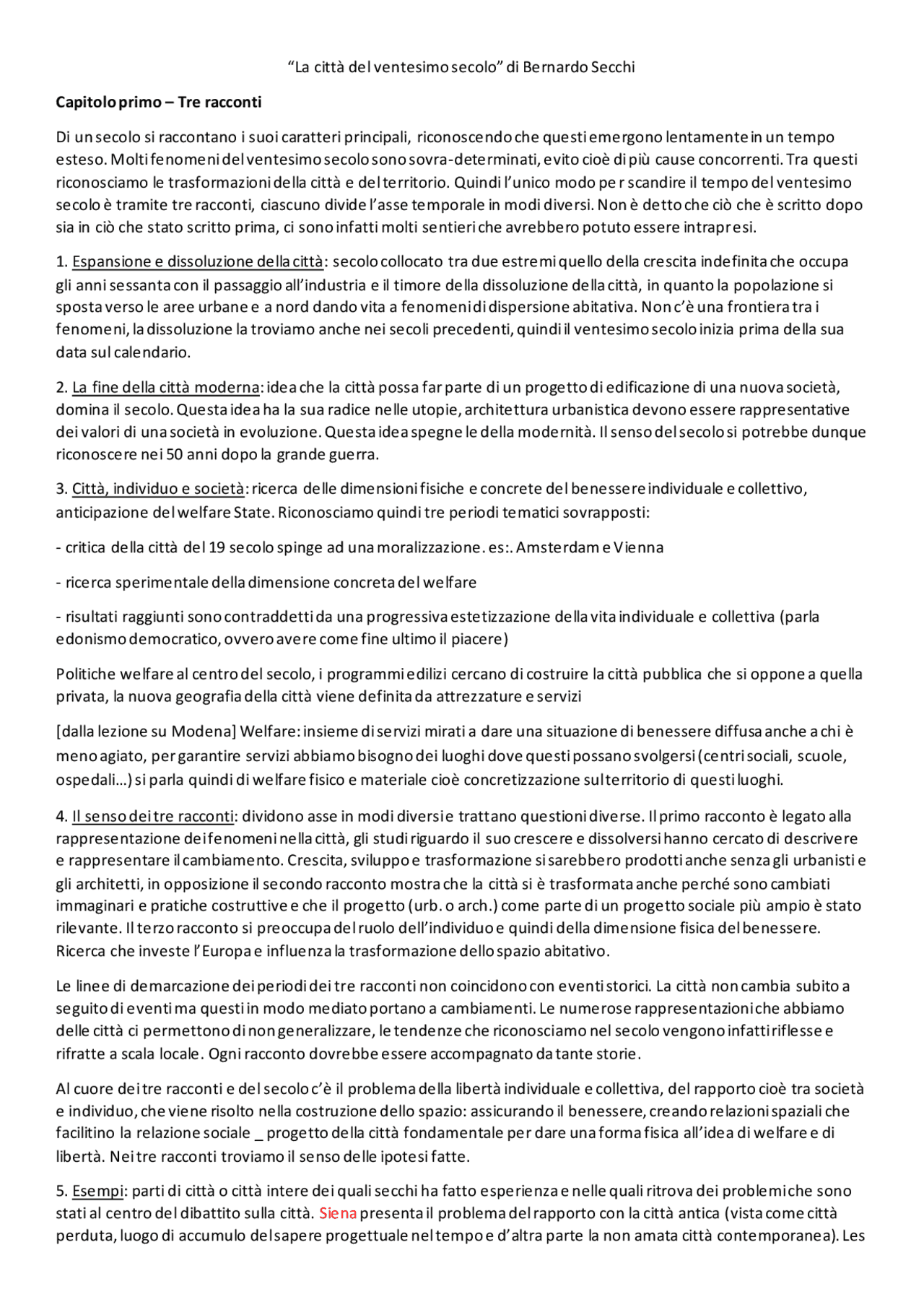 Riassunto La Città Del Ventesimo Secolo Di Bsecchi Docsity
