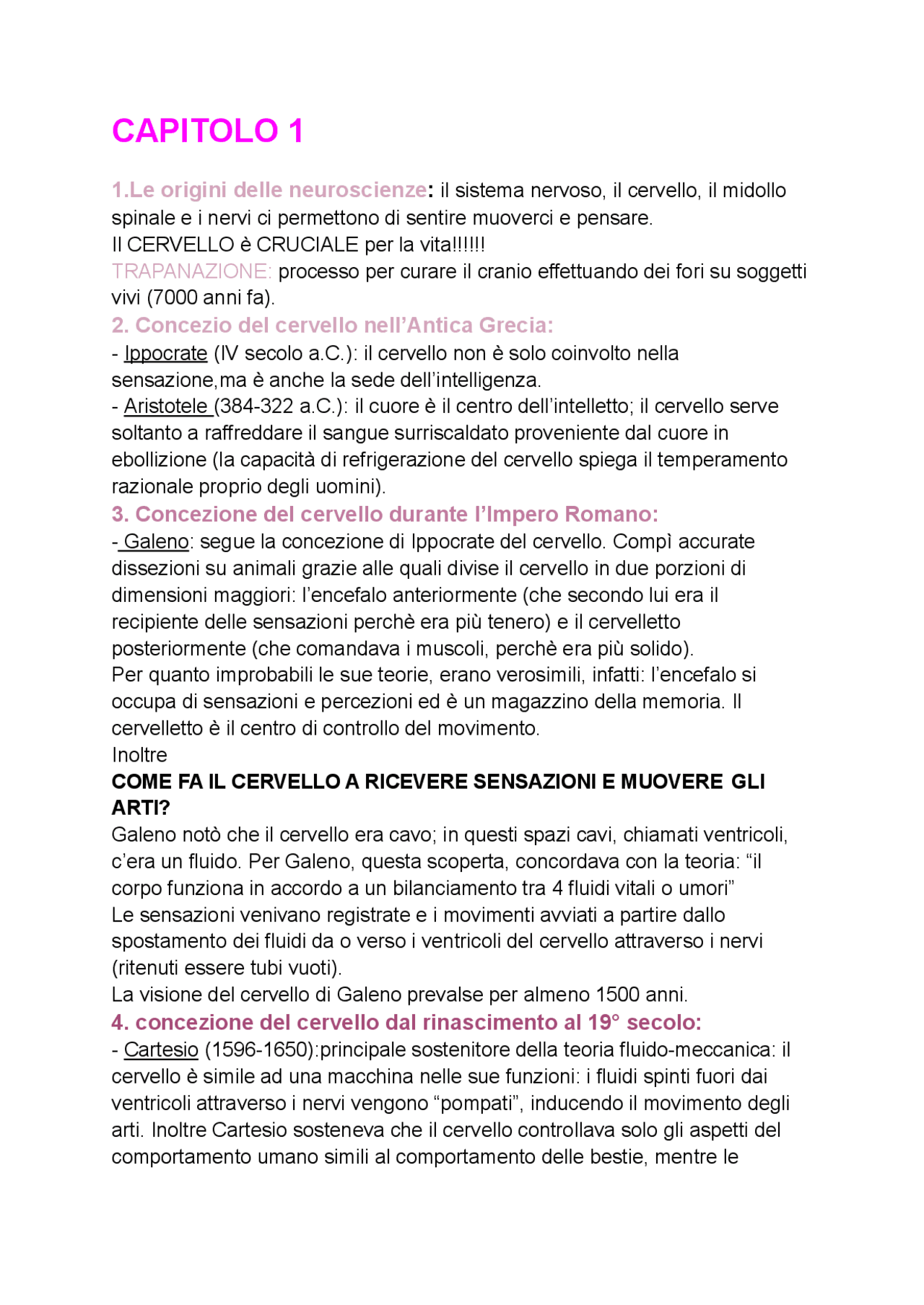 Riassunto Di Neuroscienze Esplorando Il Cervello Docsity