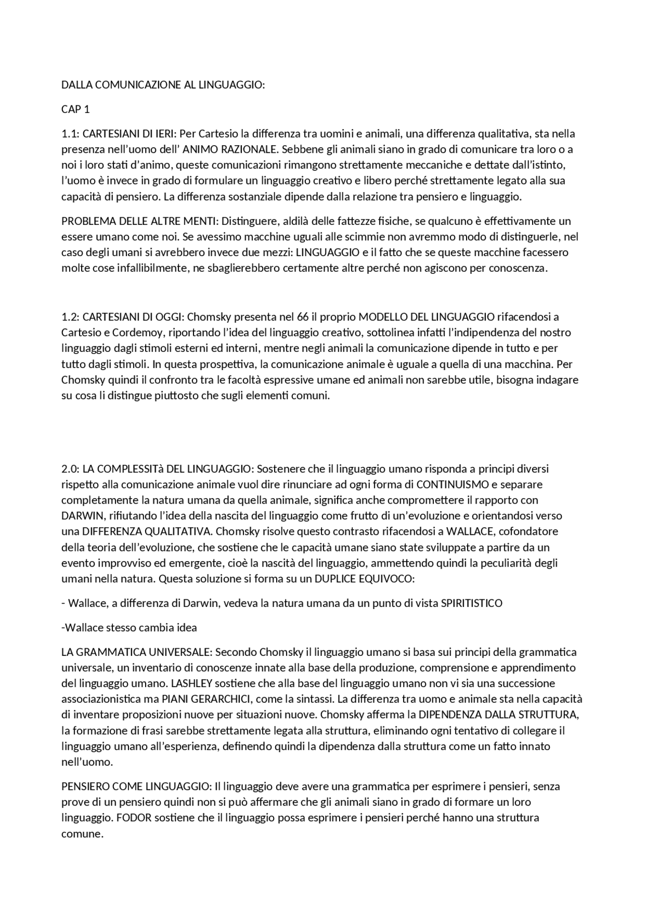 Dalla Comunicazione Al Linguaggio Docsity