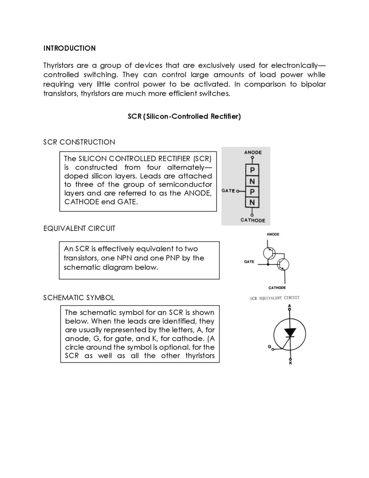 Introduction to Thyristors | Slides Electronics | Docsity