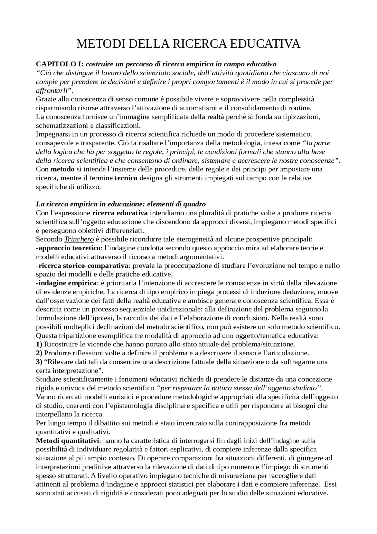 Schemi Lezioni Mediti Della Sperimentazione Docsity