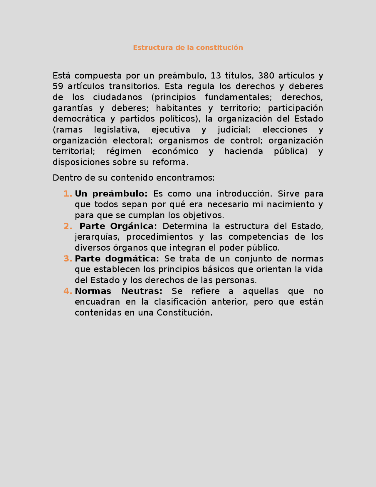 Estructura de la Constitución - Docsity