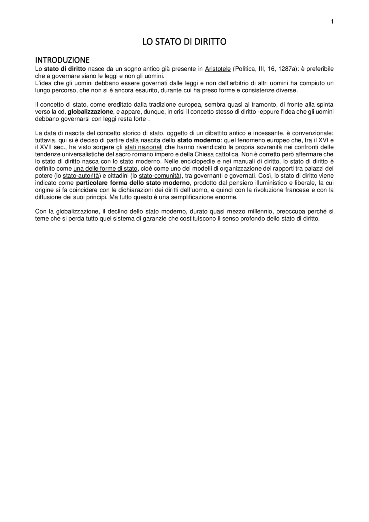 Lo stato di diritto - Bin - Docsity