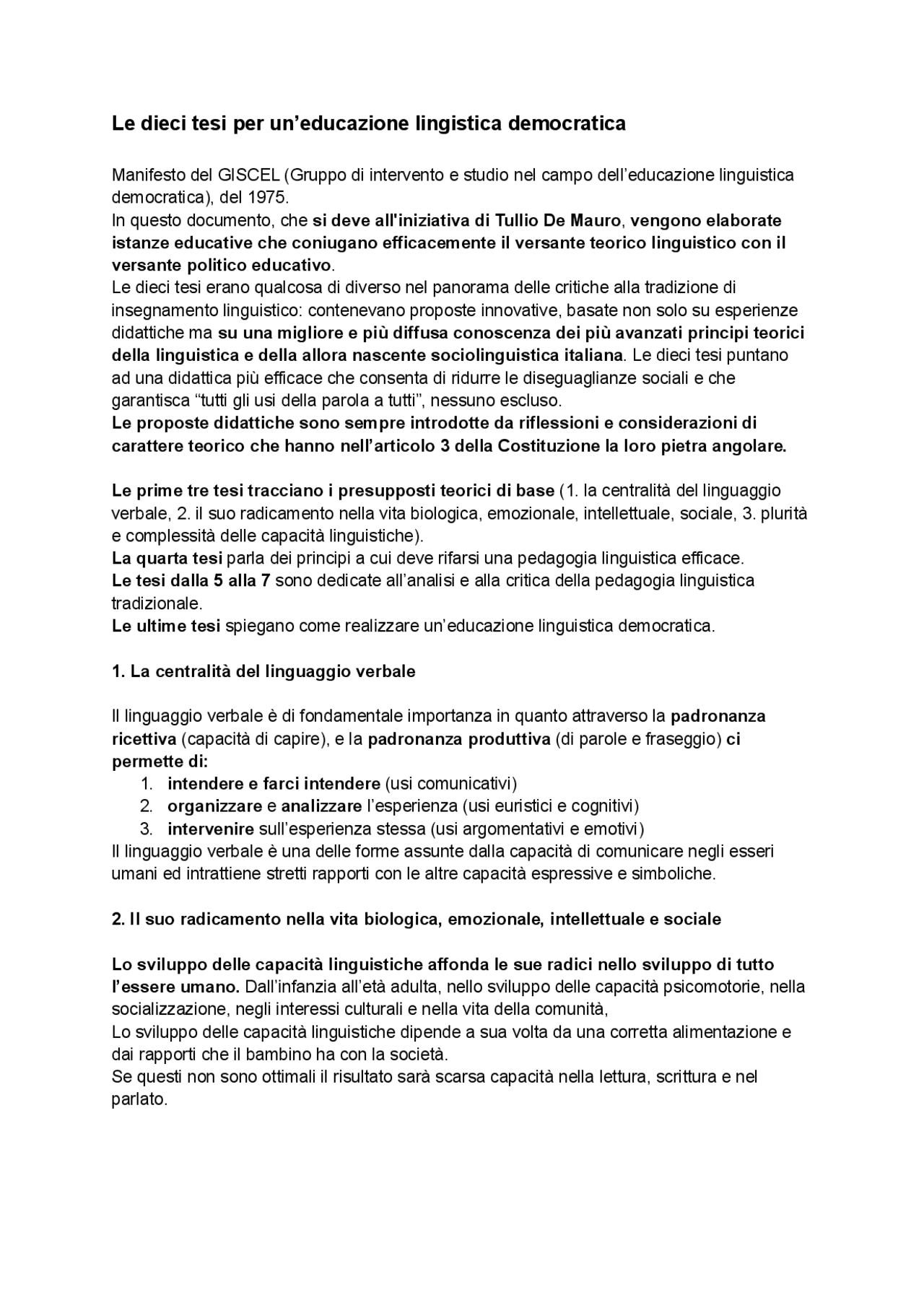 Sintesi delle Dieci tesi | Sintesi del corso di Didattica Pedagogica ...